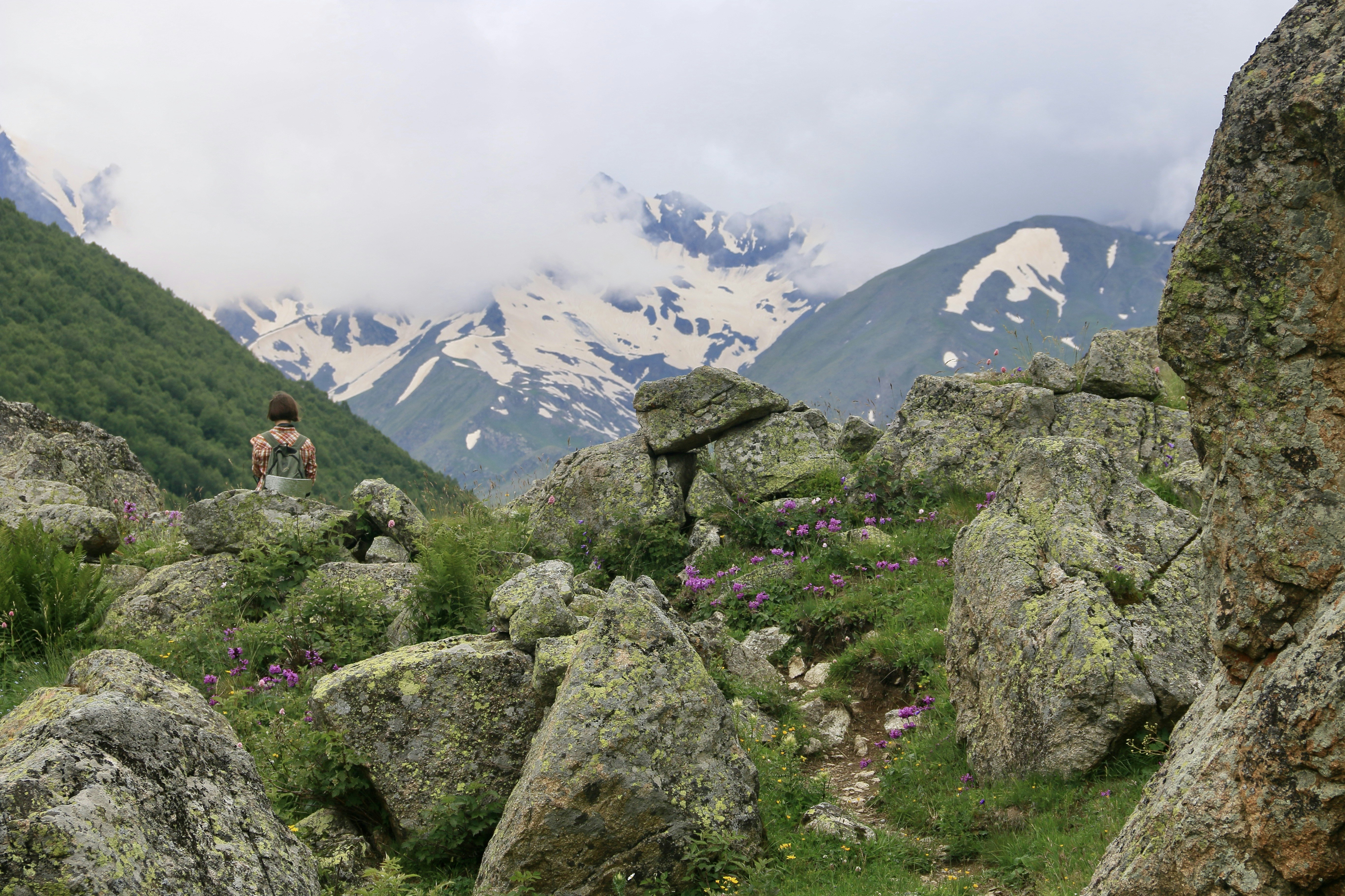 Ridgeway Wanderer Among Alpine Boulders