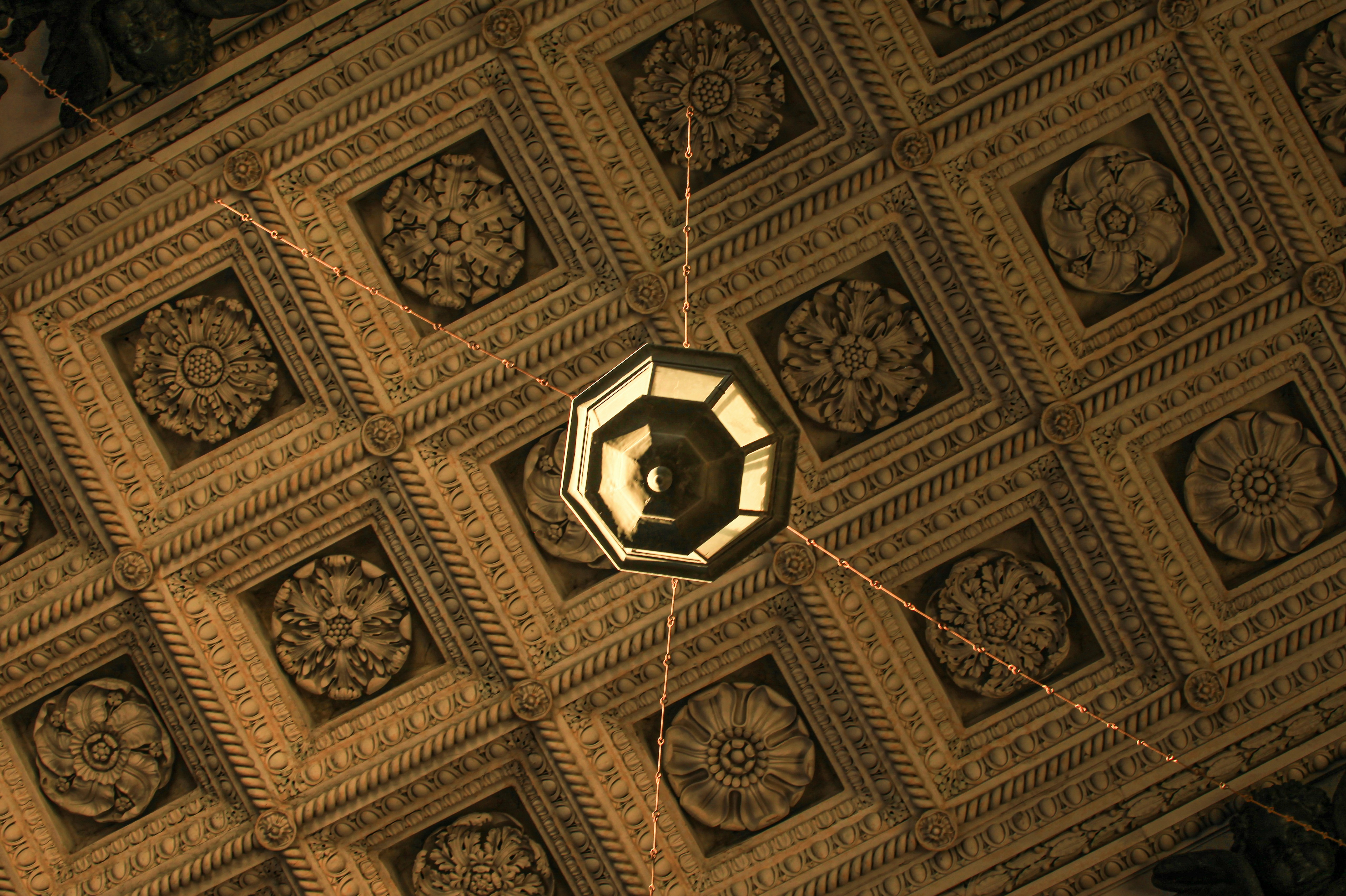 Anchor of Light Amid Ornate Coffered Geometry