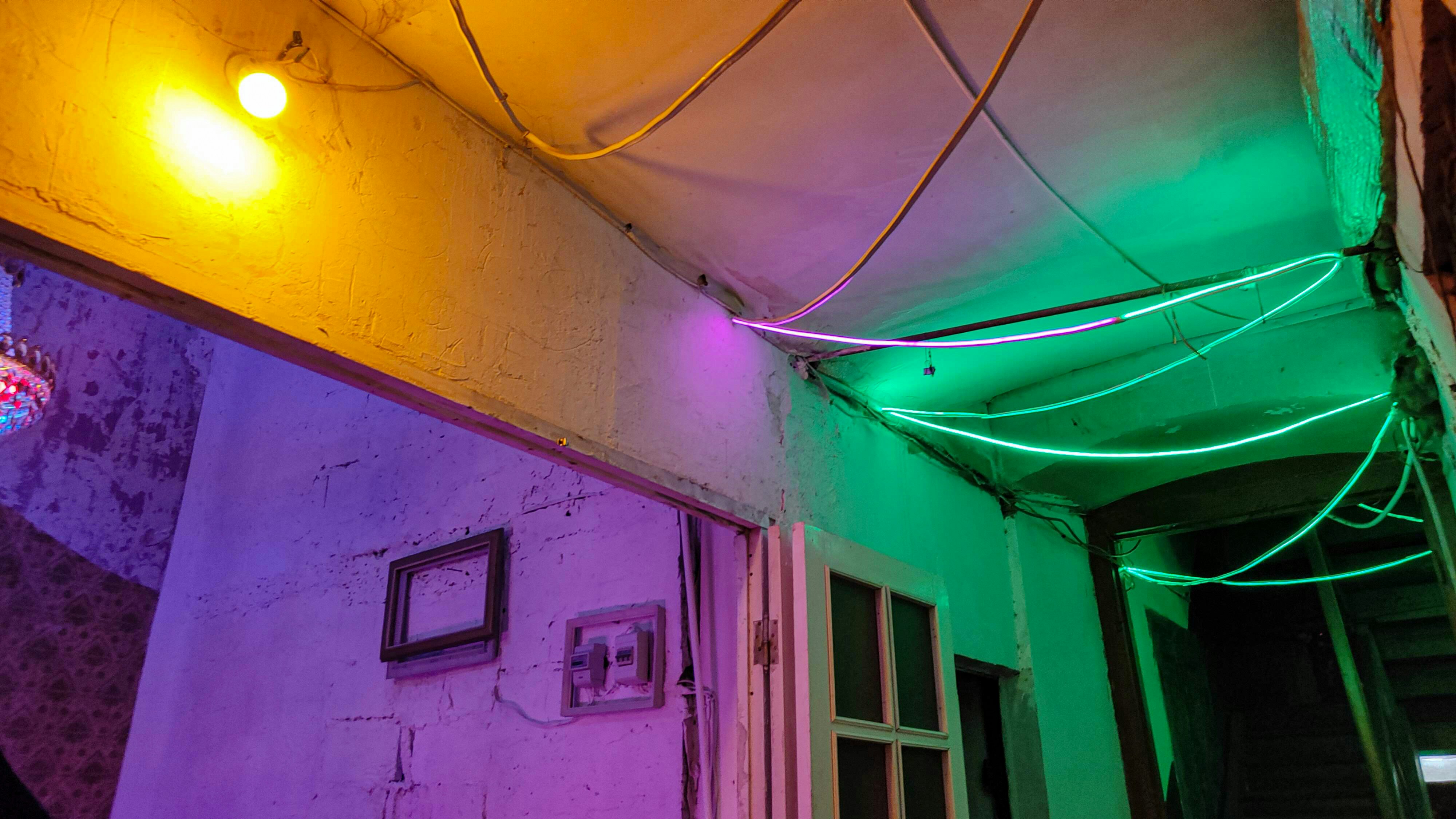 Neon Corridor: A Colorful Neon-Lit Indoor Passage