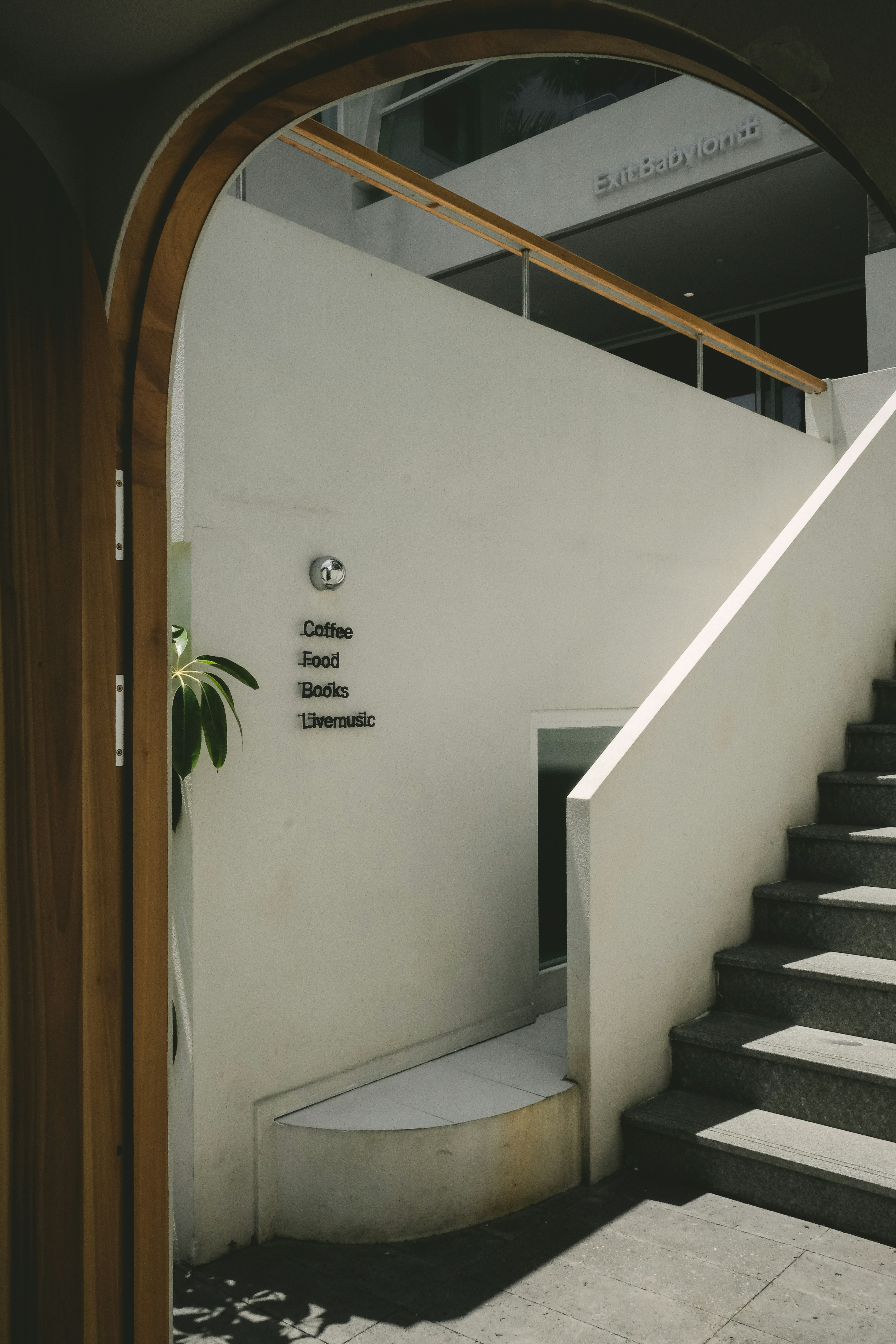 Archway Geometry: A Quiet Corridor of Coffee, Books, and Stairs