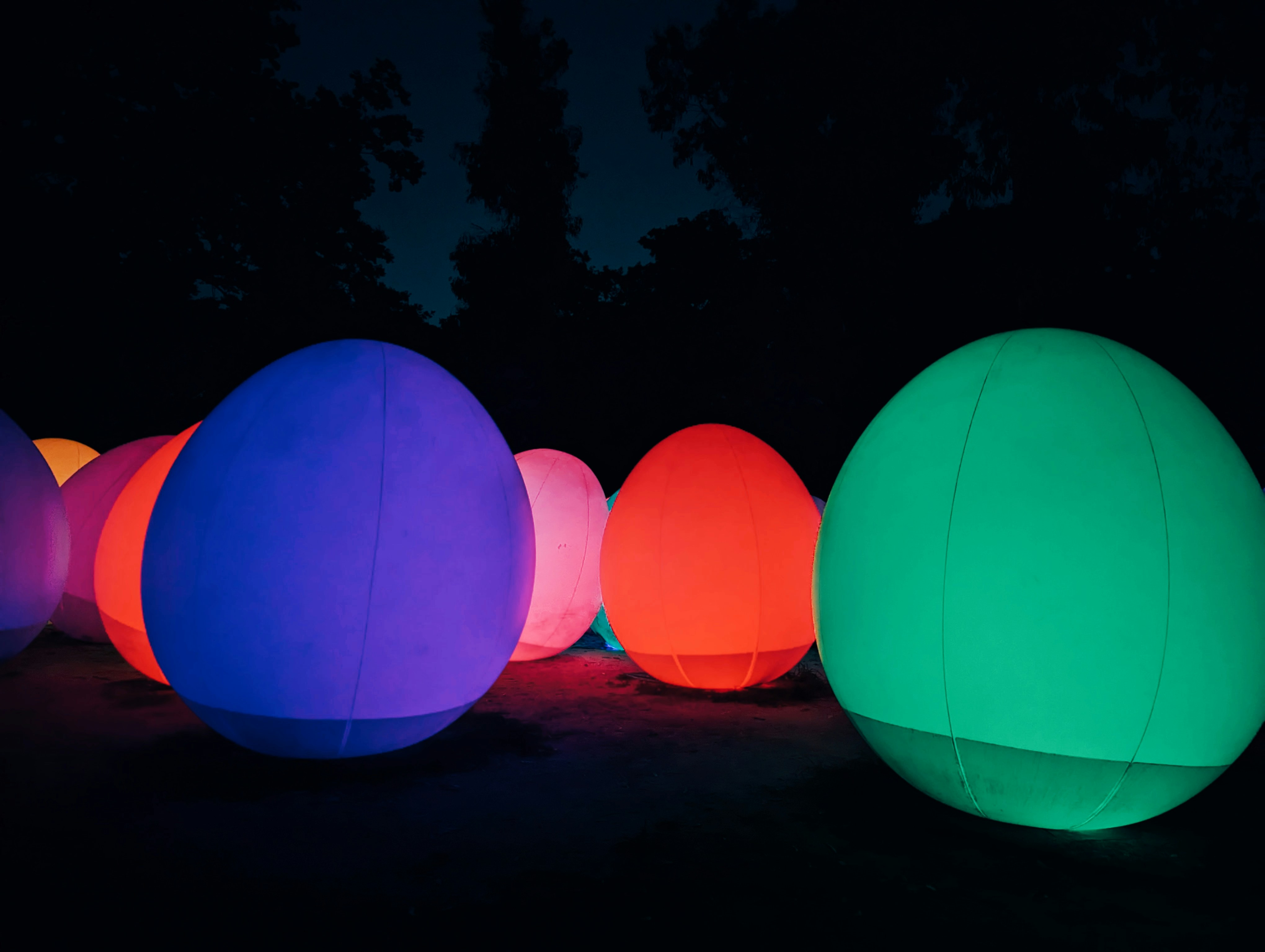 Night of Neon Orbs: A Ring of Quiet Color in the Dark