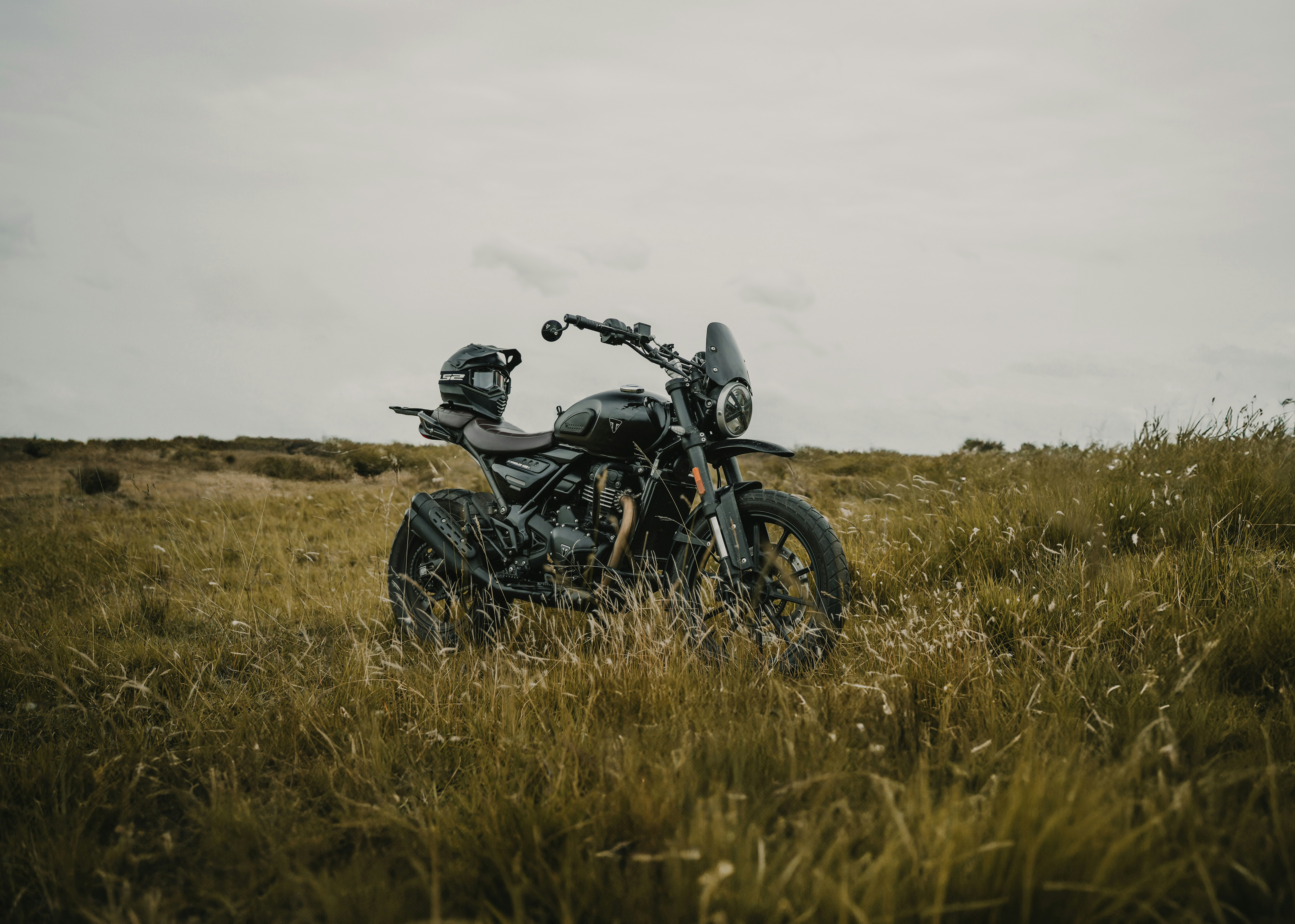 A motorcycle parked in a field of tall grass photo – Free Grassland ...