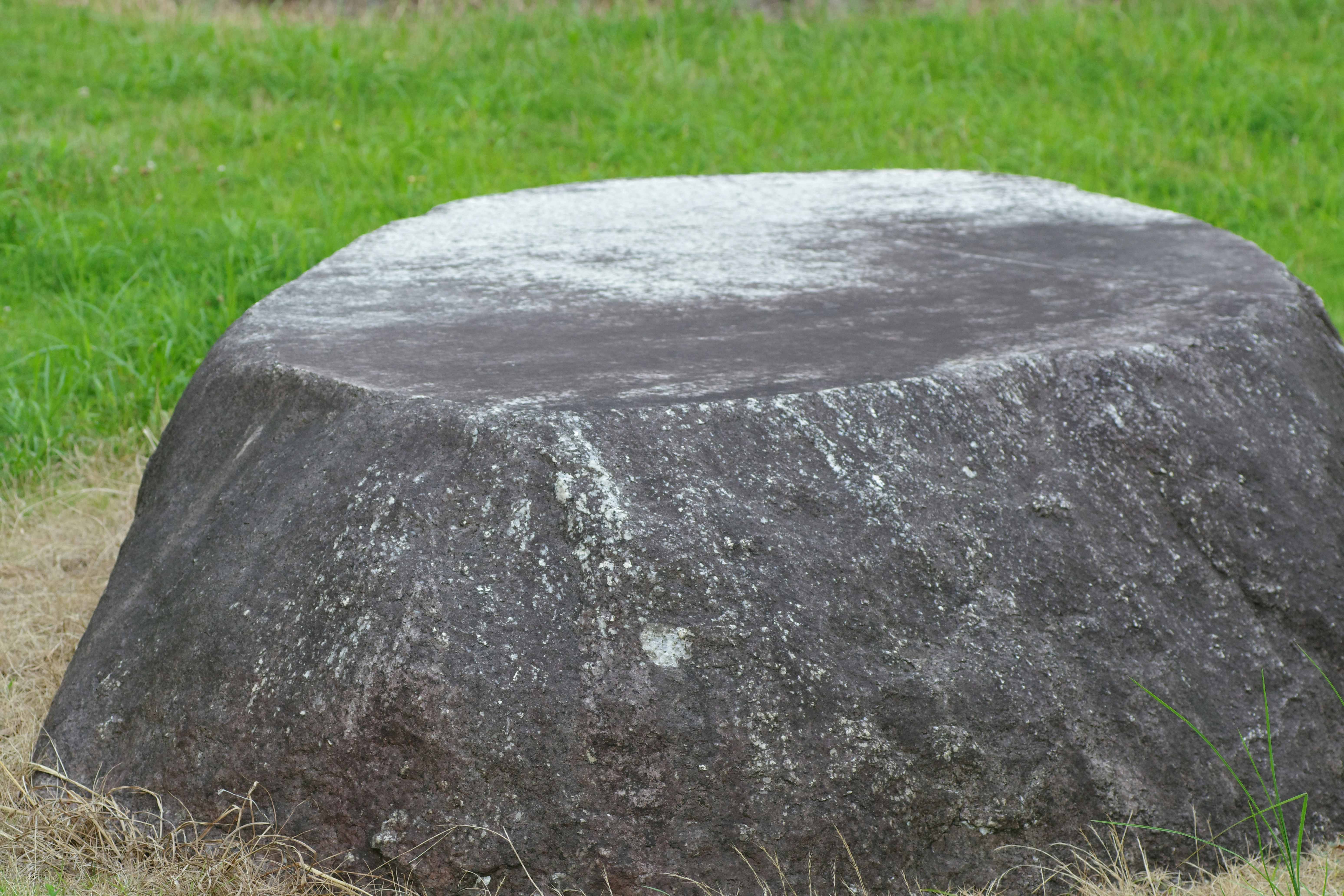 Stone Table in a Quiet Park: Weathered Granite Among Grasses