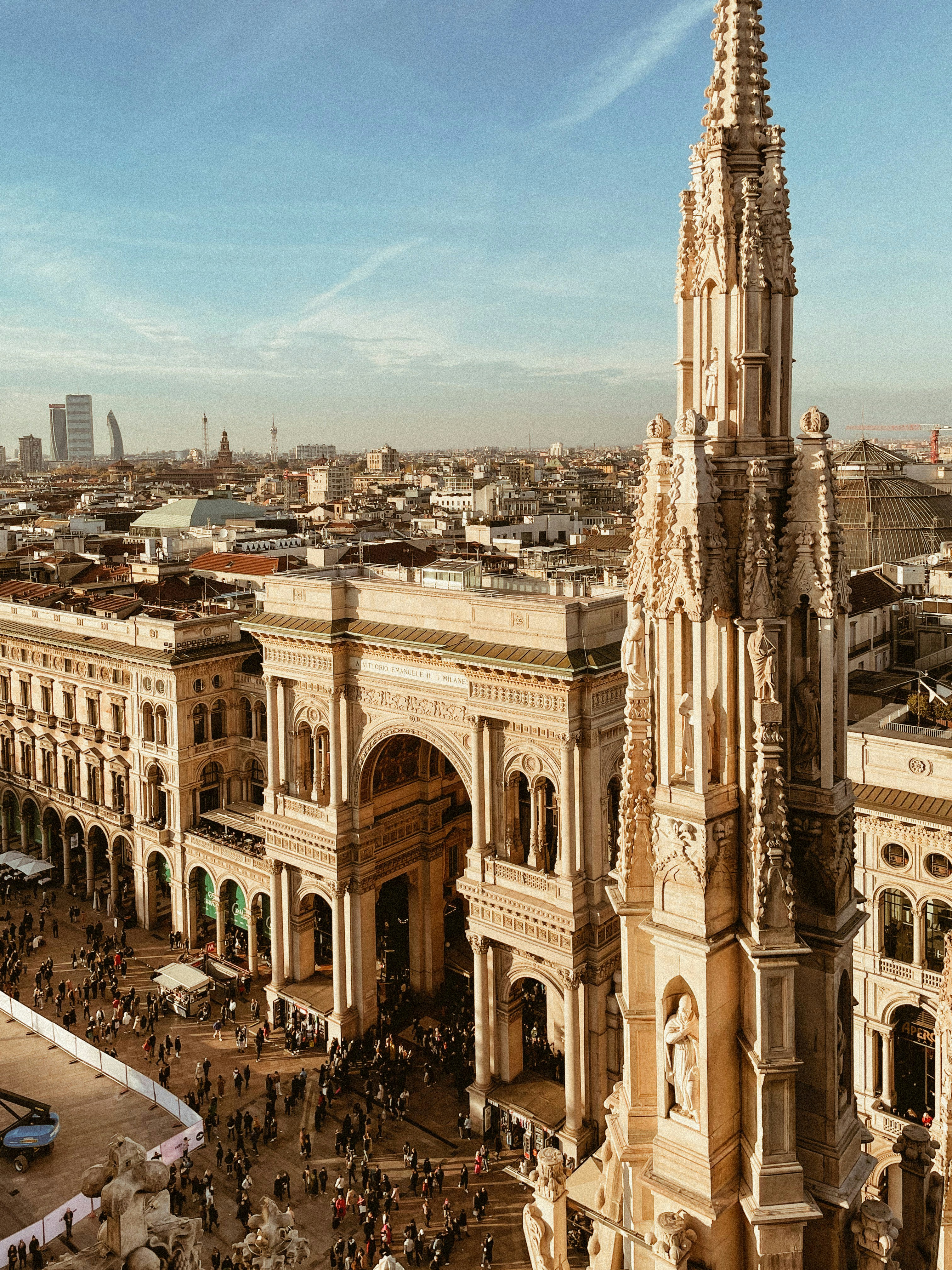 Milan Cathedral Facade and Galleria Arcades at Golden Hour