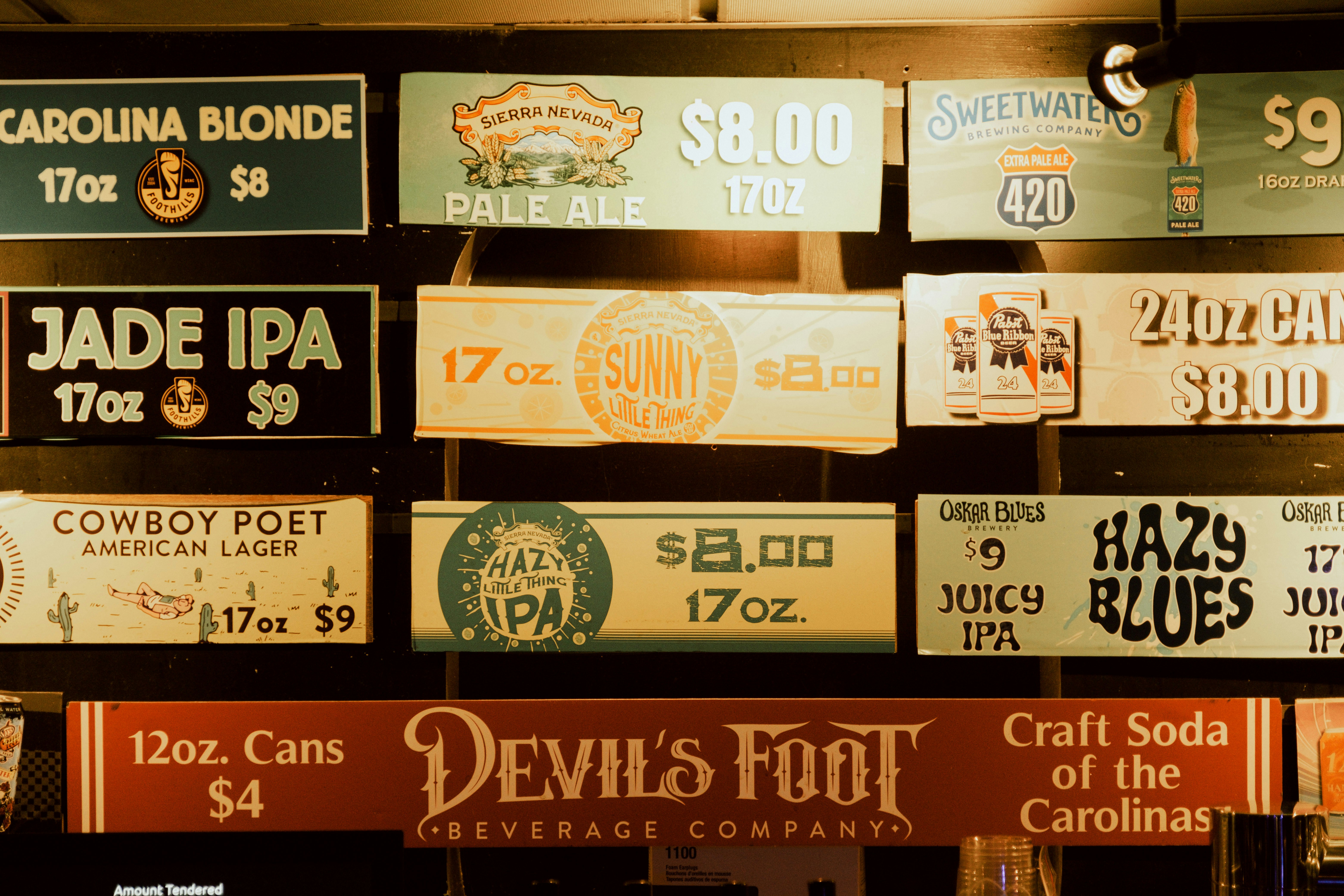 Brew Signboard Mosaic: A Wall of Craft Labels