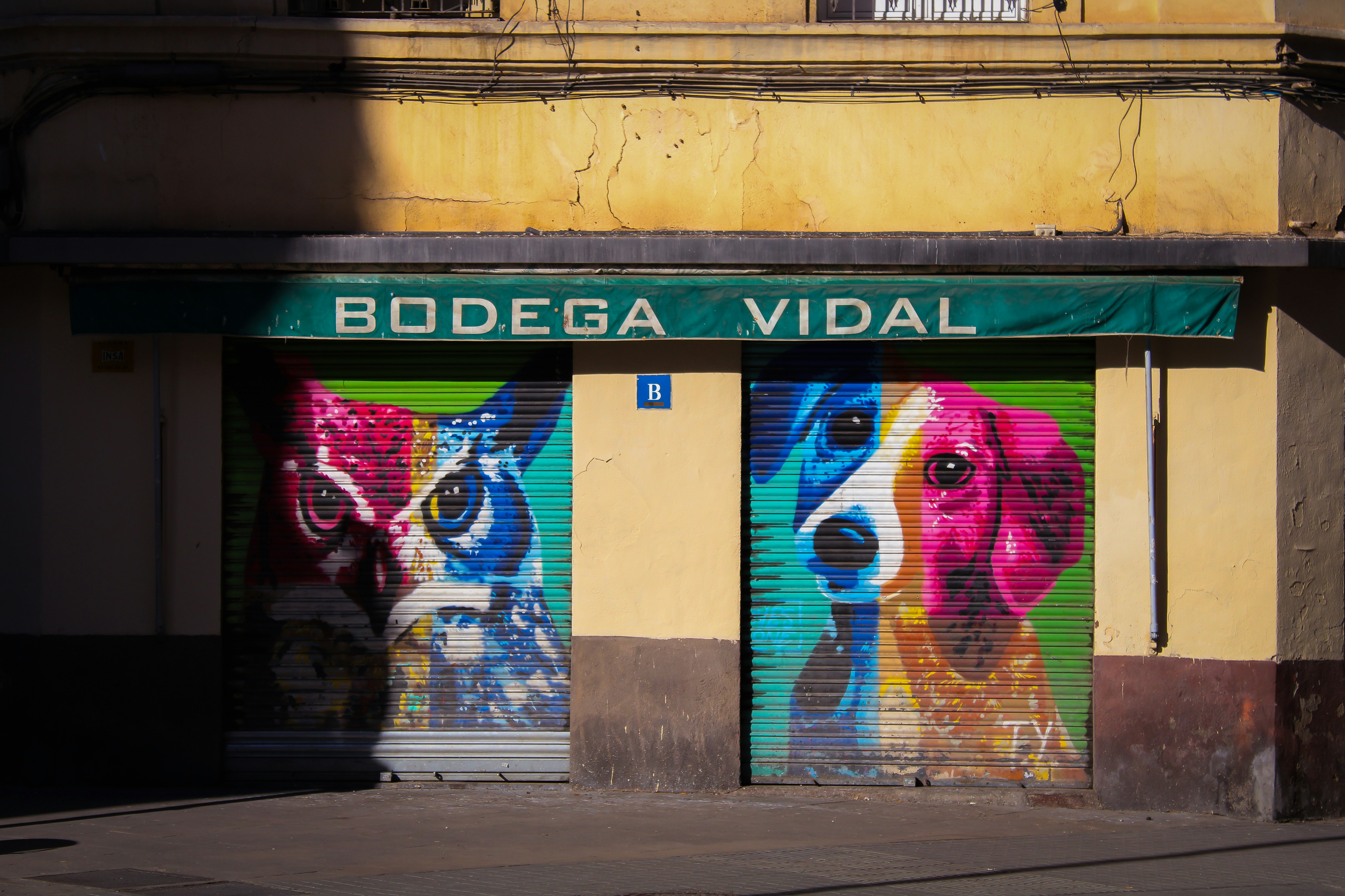 A building with a mural of dogs painted on the side of it photo – Free ...
