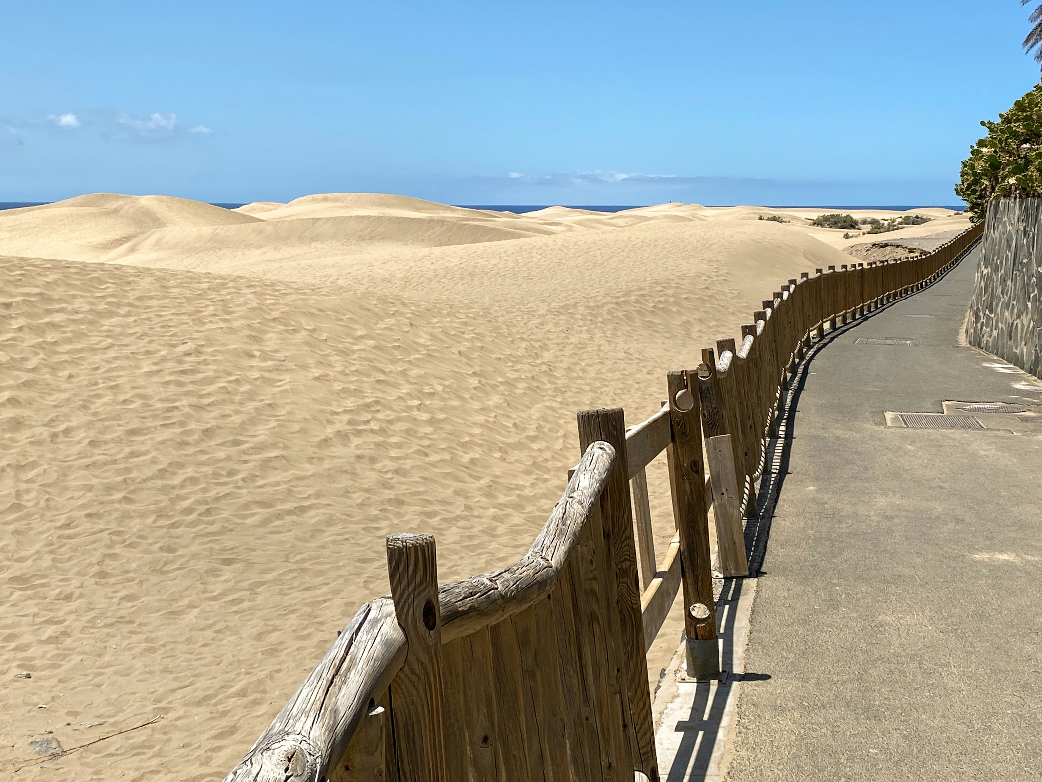 A wooden fence on the side of a sandy beach photo – Free Maspalomas ...