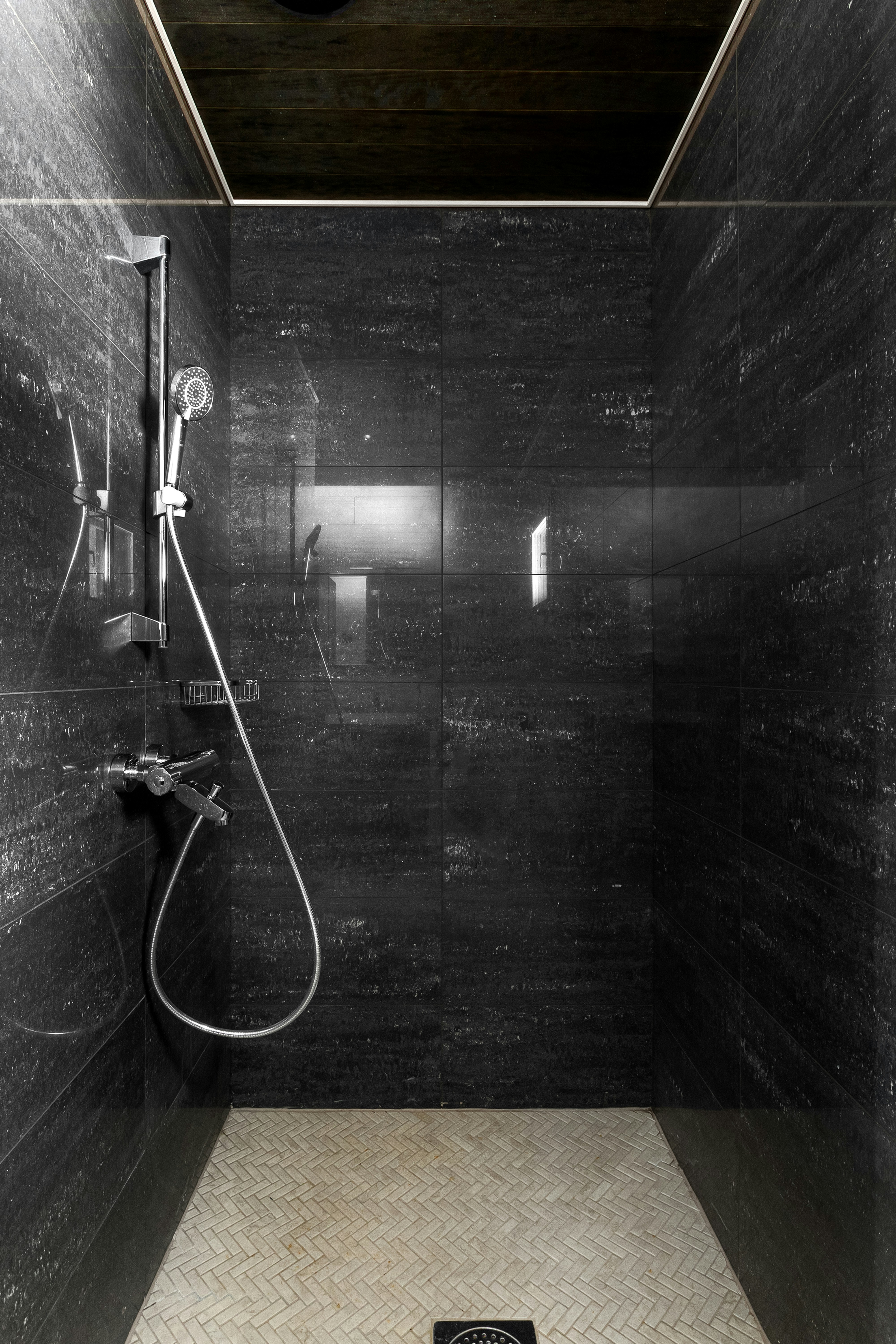 Slate and Steam: A Noir Shower in Steel and Shadow