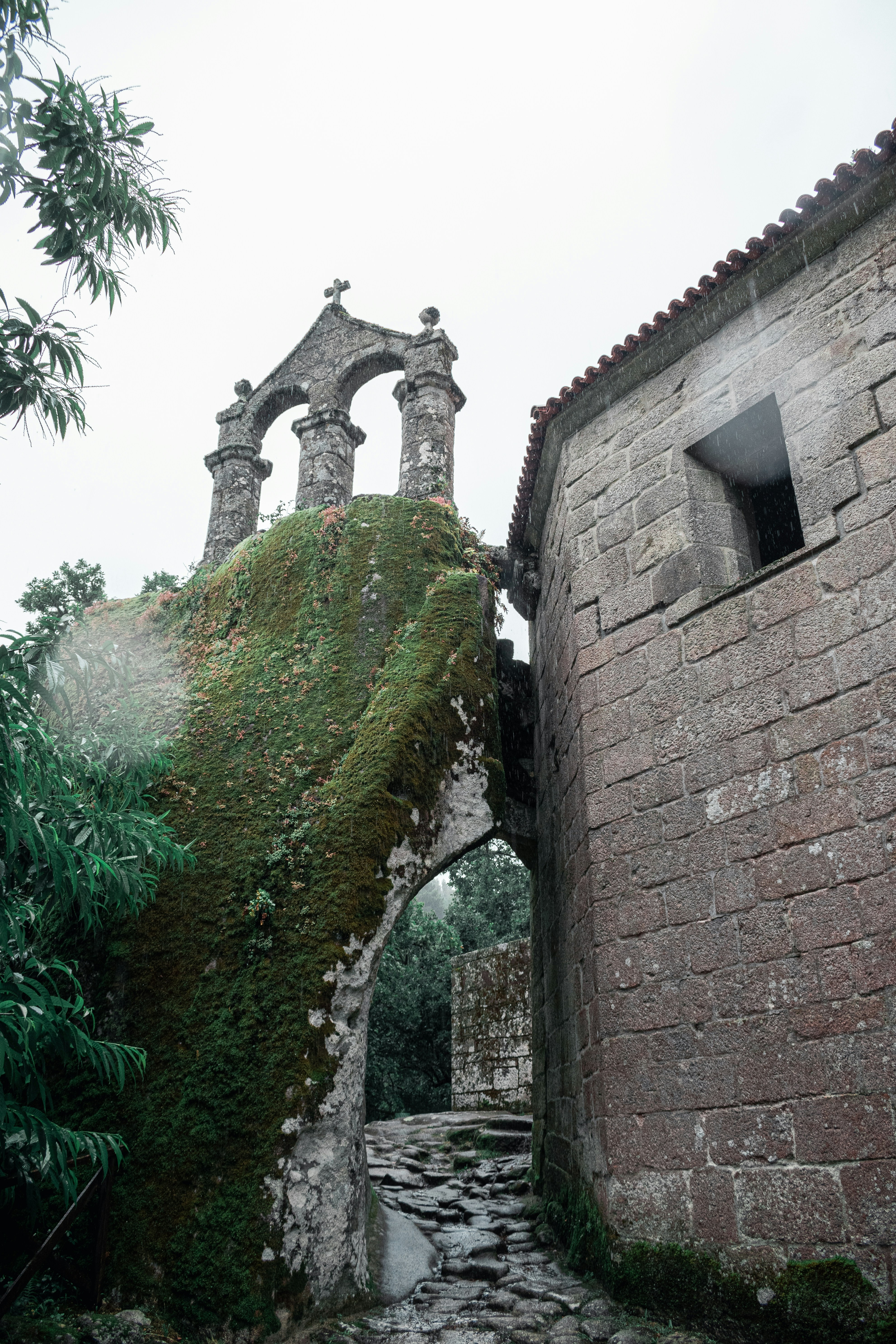 Moss-Wrapped Archway: A Quiet Passage Between Time-Worn Stones
