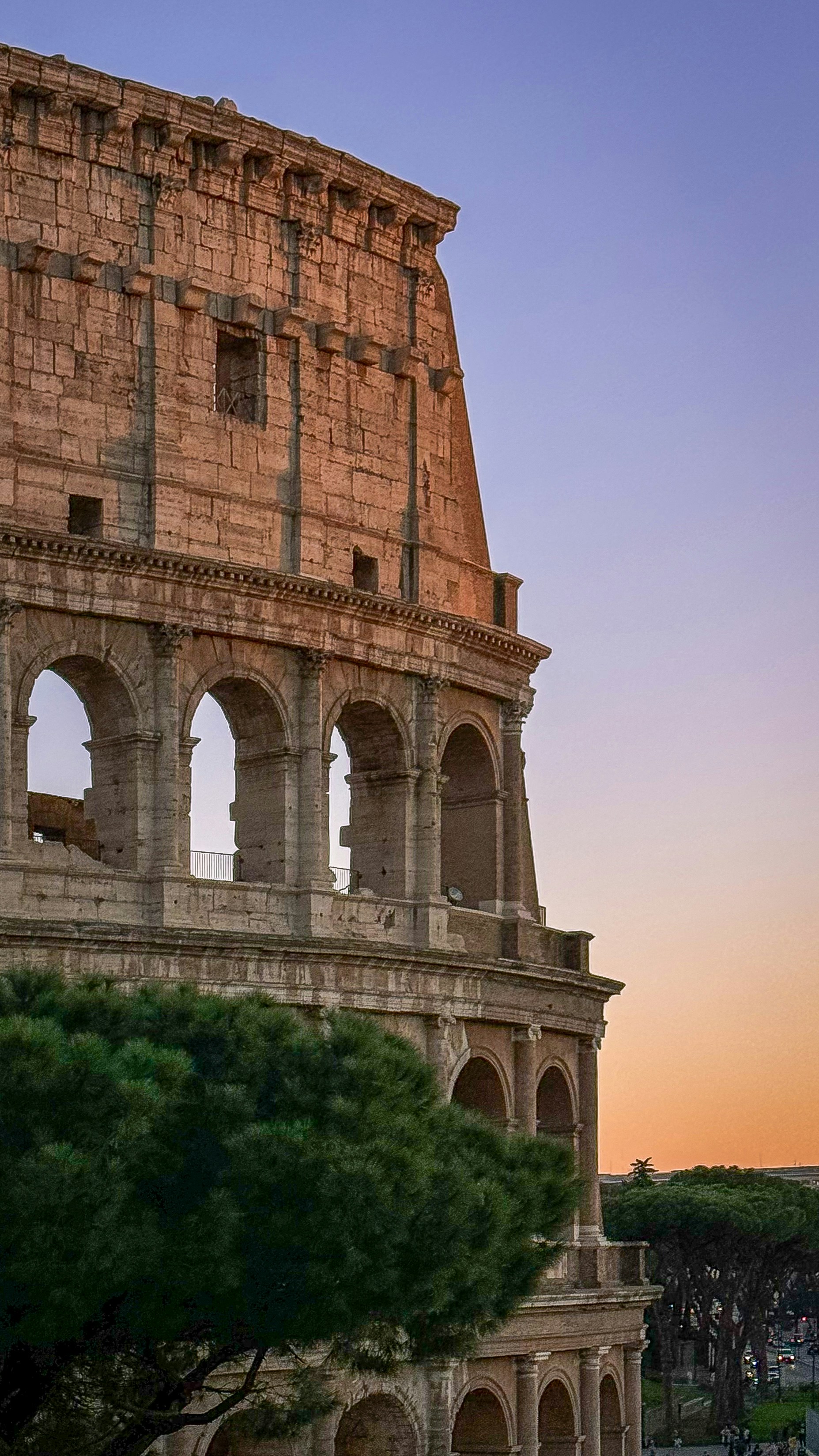 Twilight on the Colonnade: Sunset Light on a Historic Tower