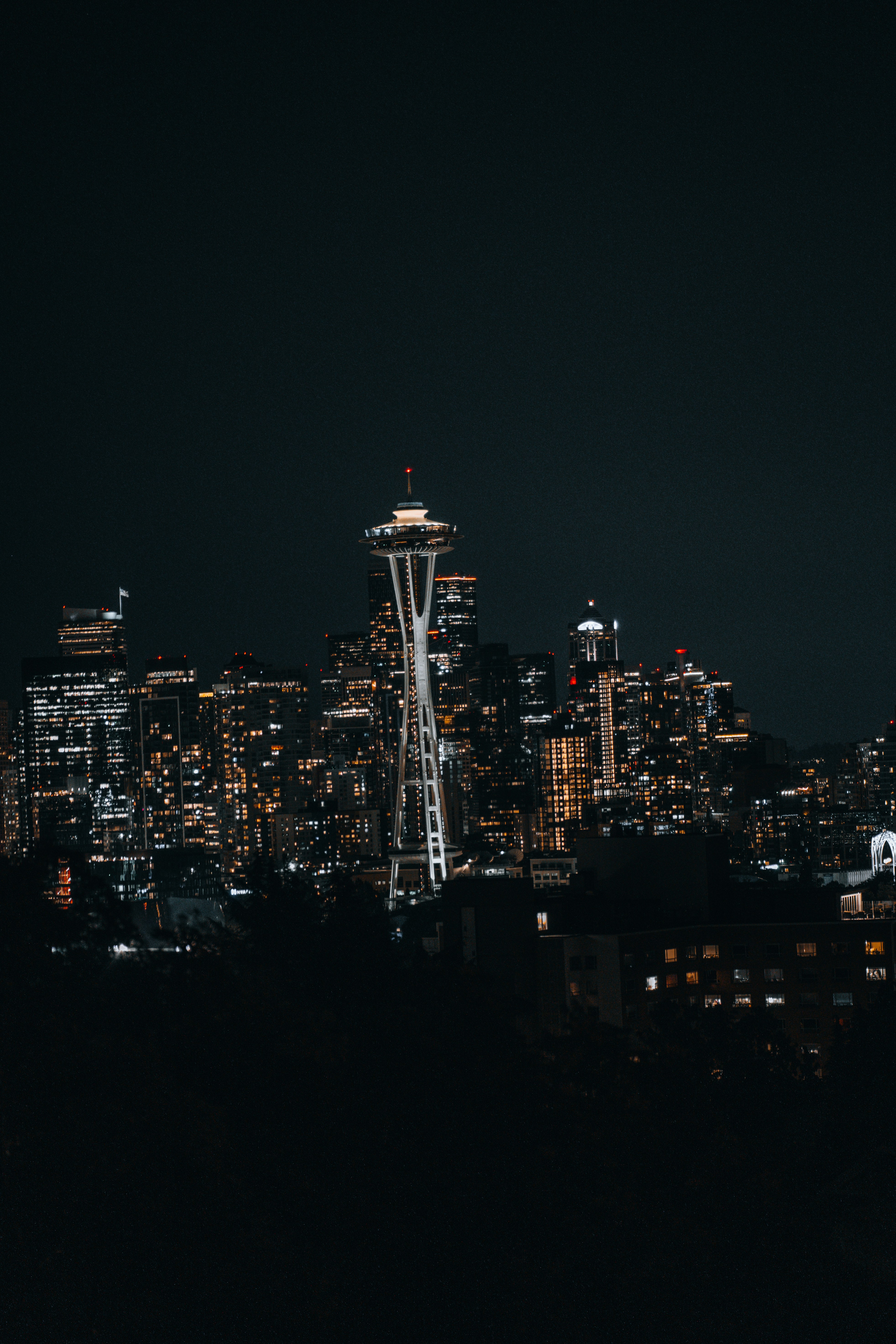 A view of the seattle skyline at night photo – Free Kerry park Image on ...
