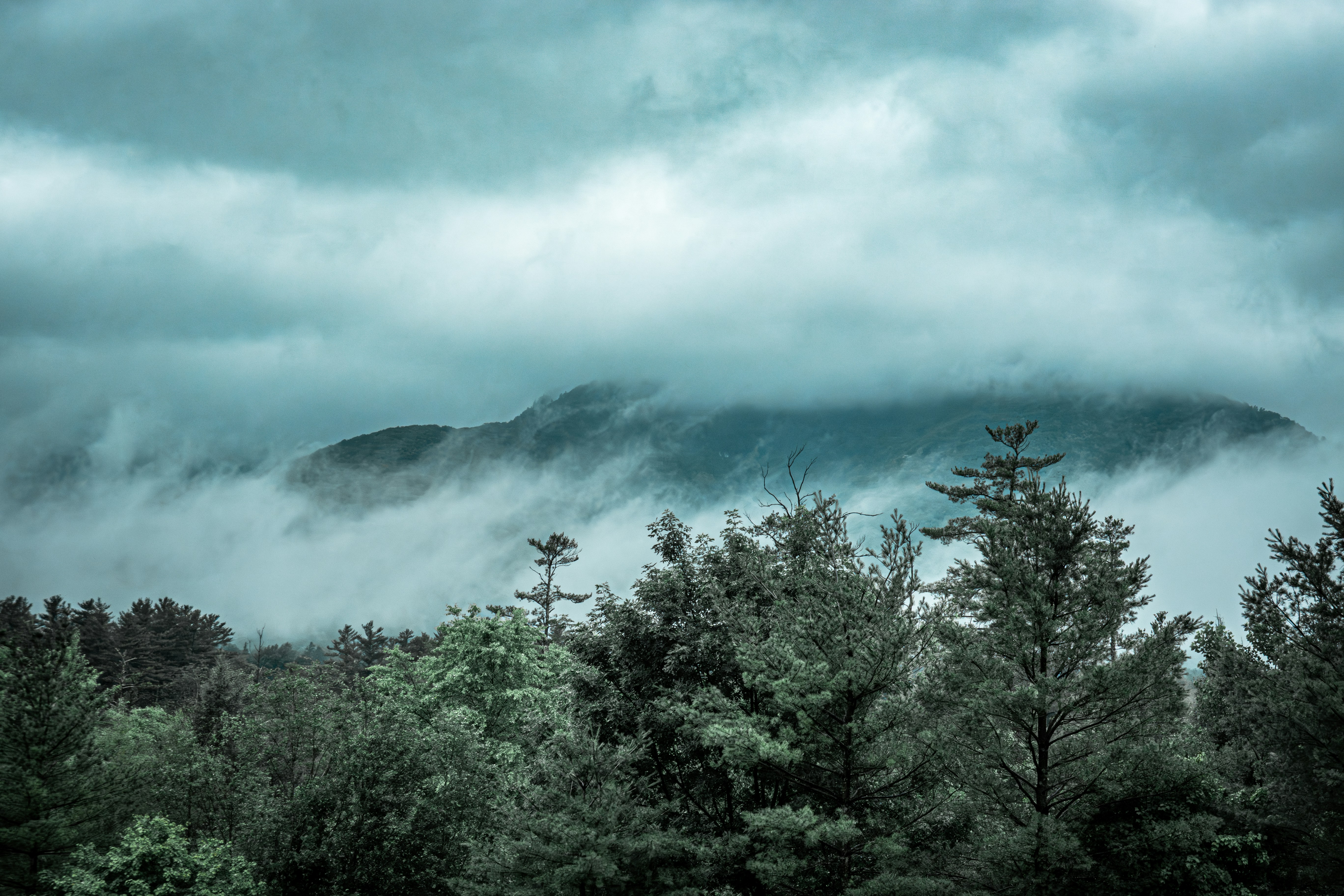 clouds on a mountain in Vermont
