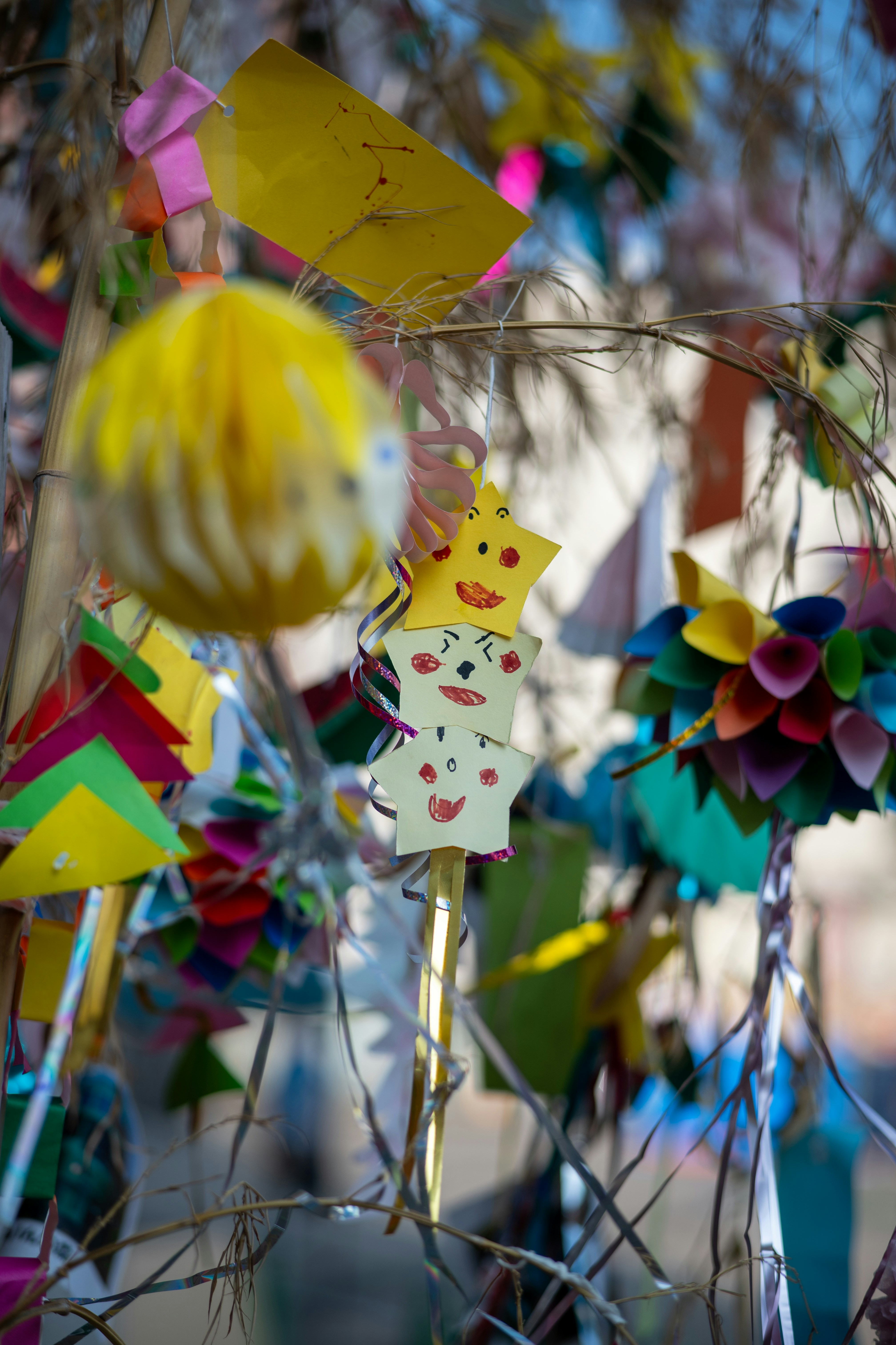 Paper Parade: Colorful Ornaments on a Summer Shrine