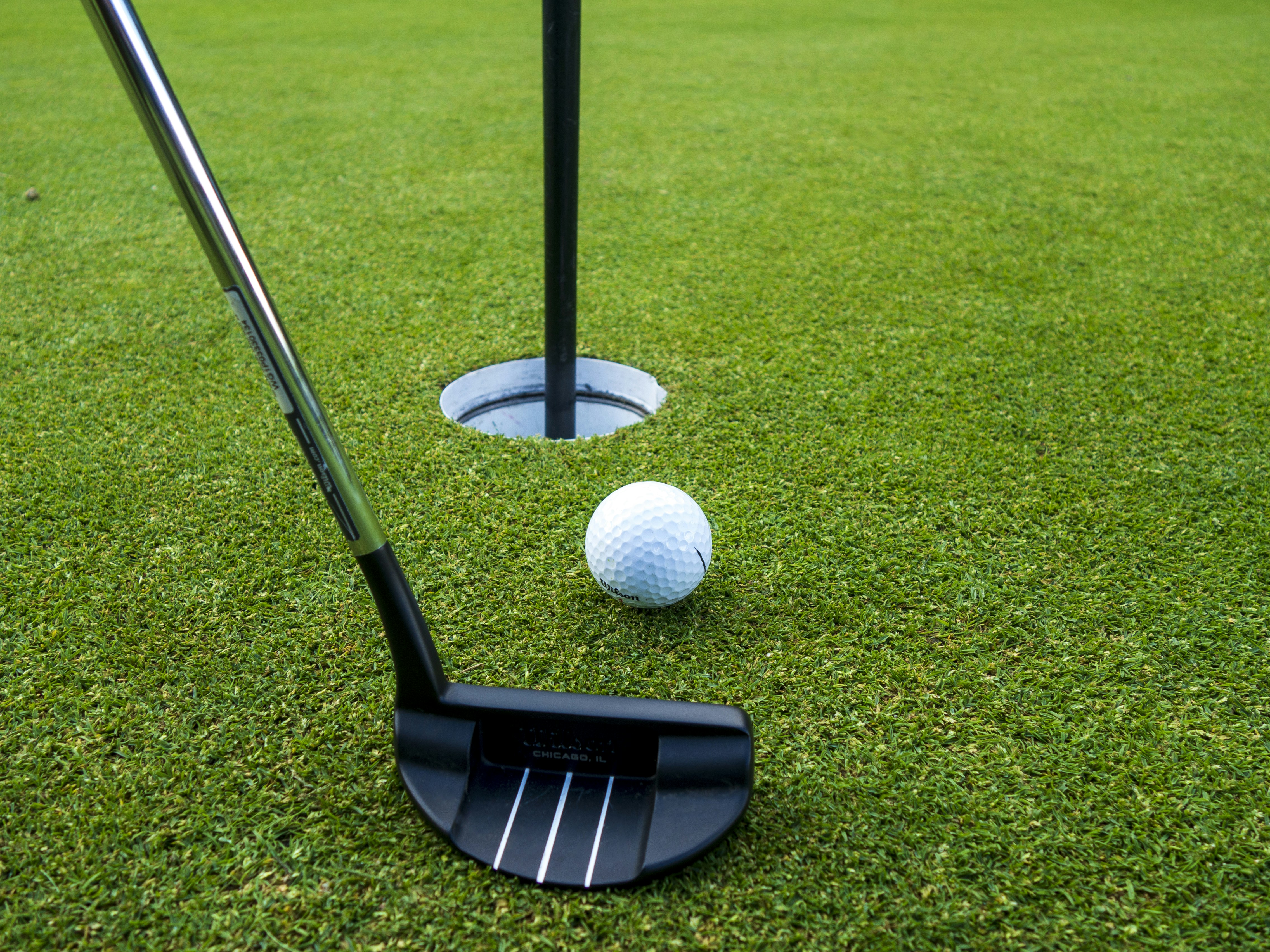 A golf putt and a golf ball on a putting green photo – Free Golf Image ...