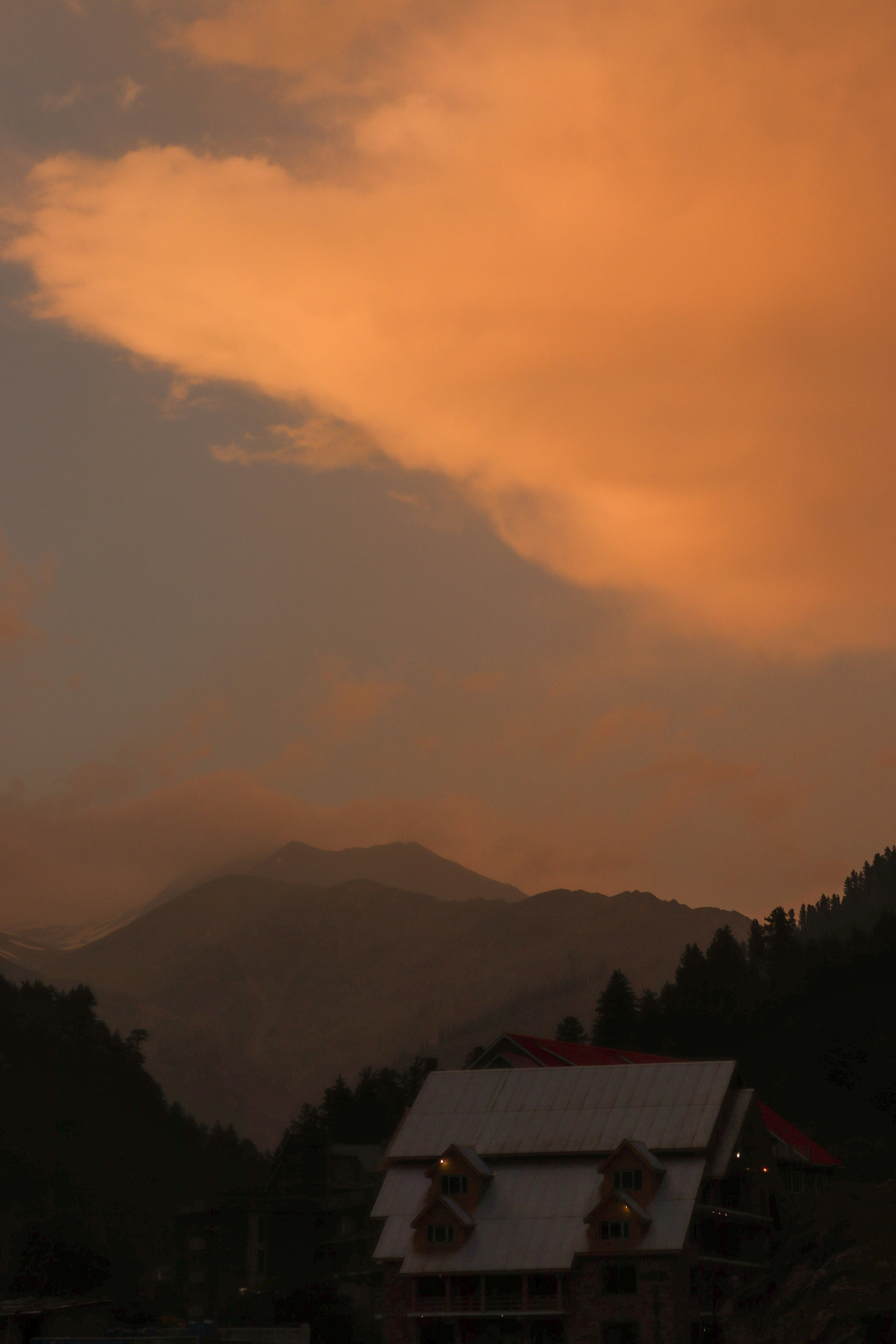Sunset Silent Chalet Beneath Fiery Skies