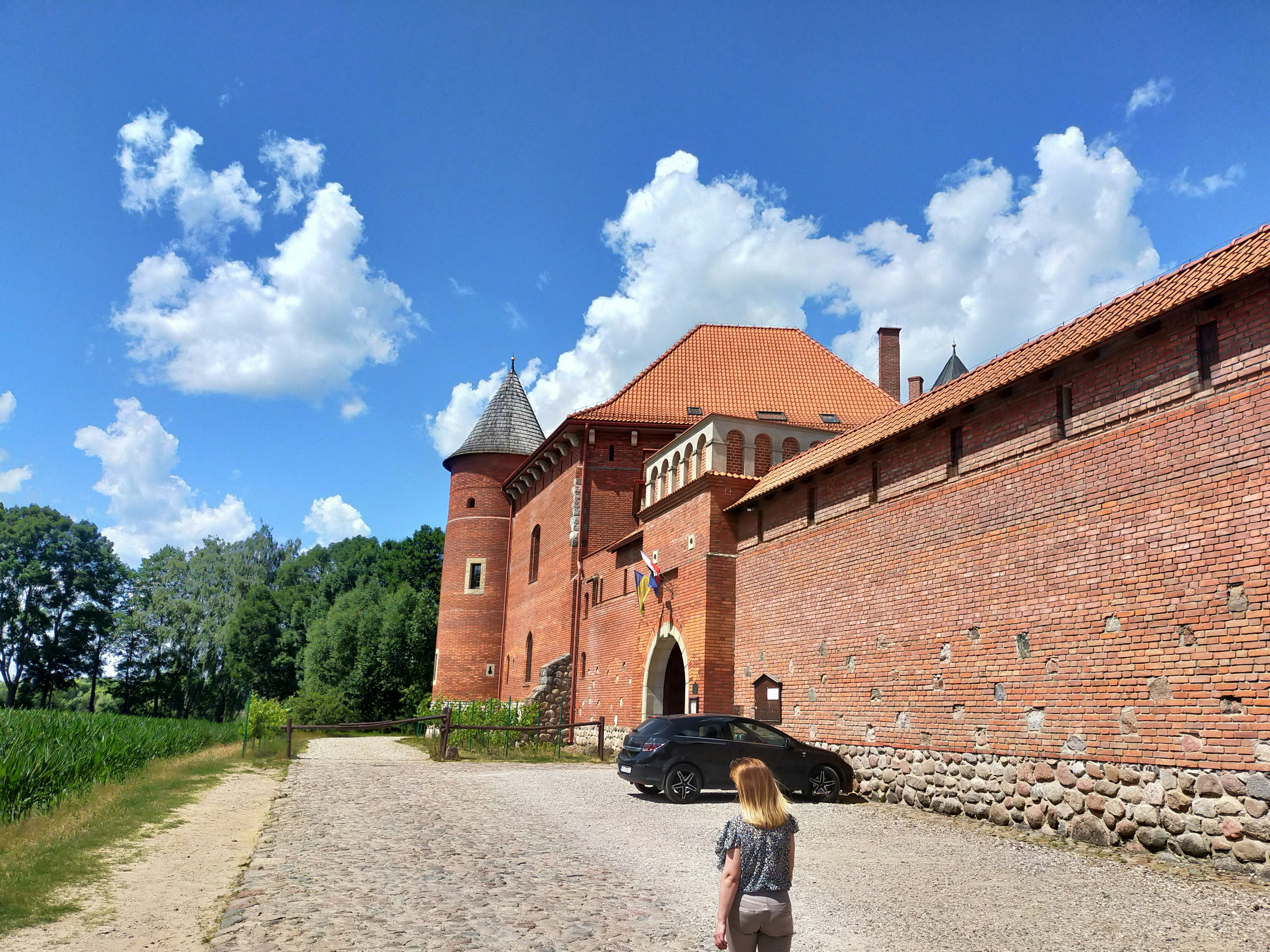 A person standing in front of a brick building photo – Free Human Image ...