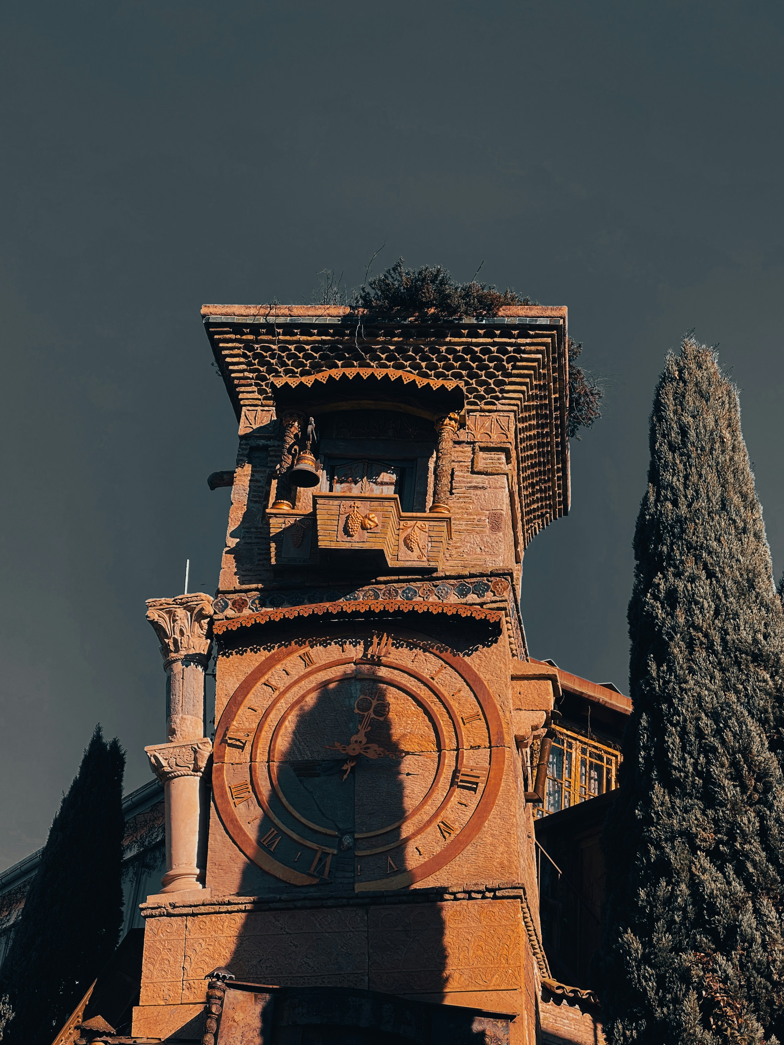 Brick Clocktower in Twilight Shadow