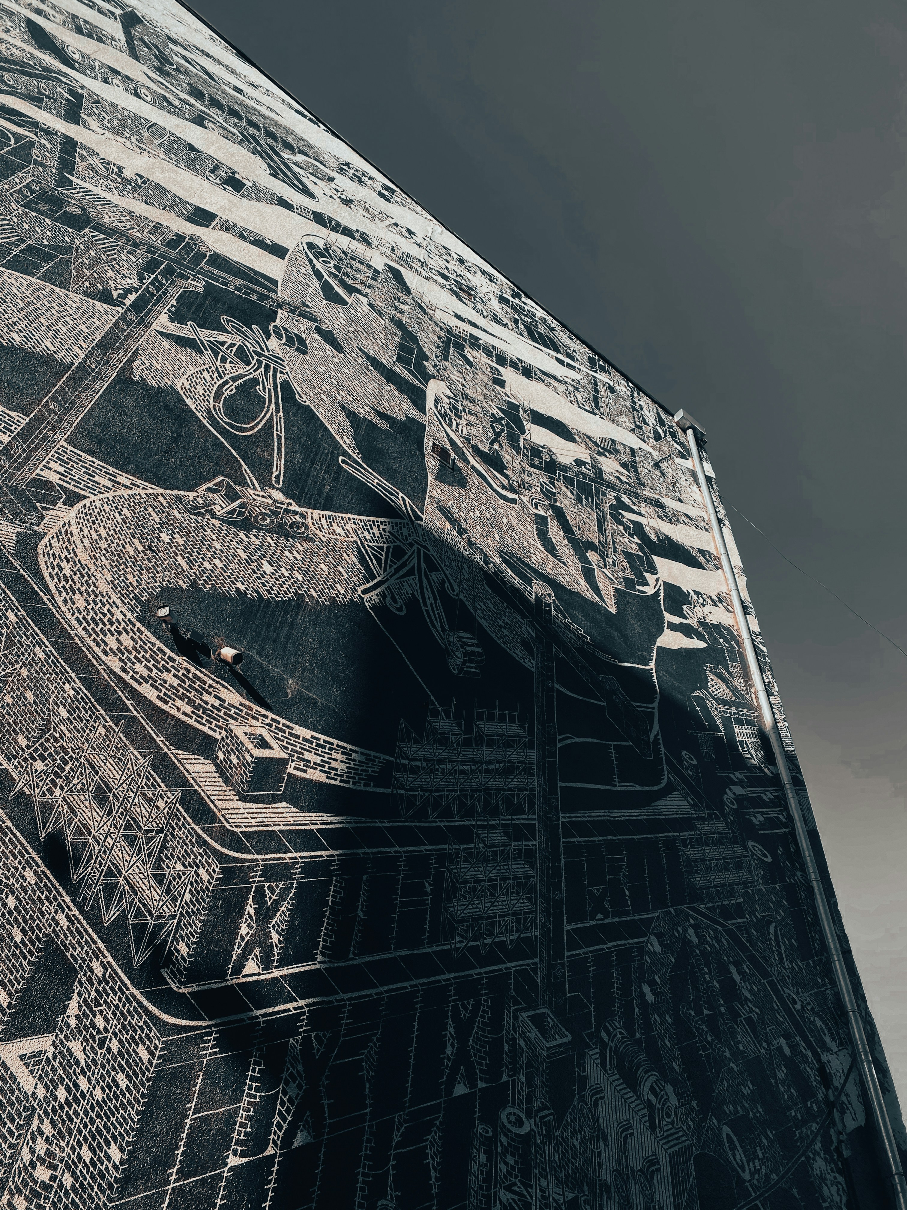 Projected Mosaic: A Tilted Facade of Architectural Detail