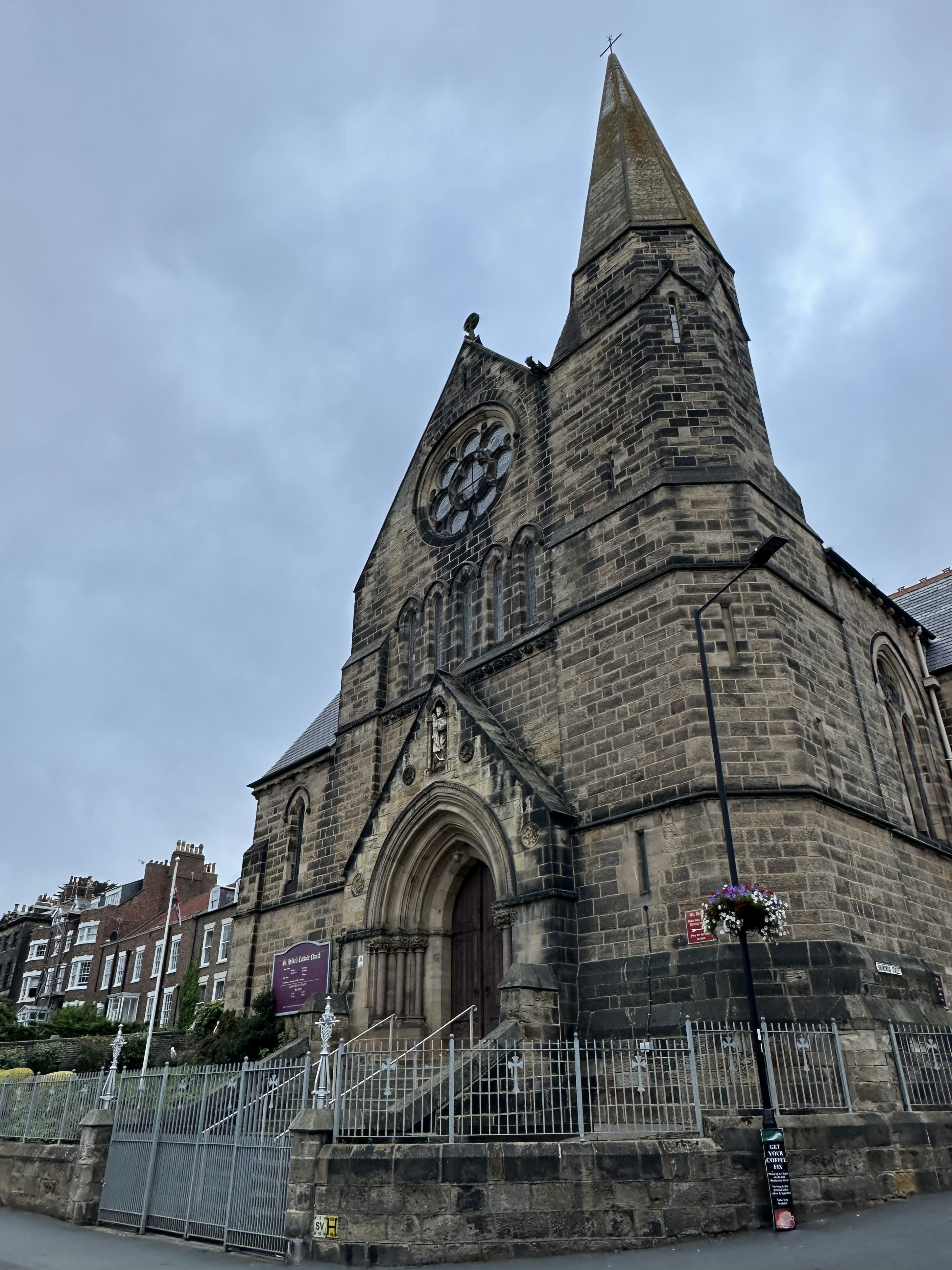 Gothic Facade at Dusk: A Stone Church Reaching Toward the Sky