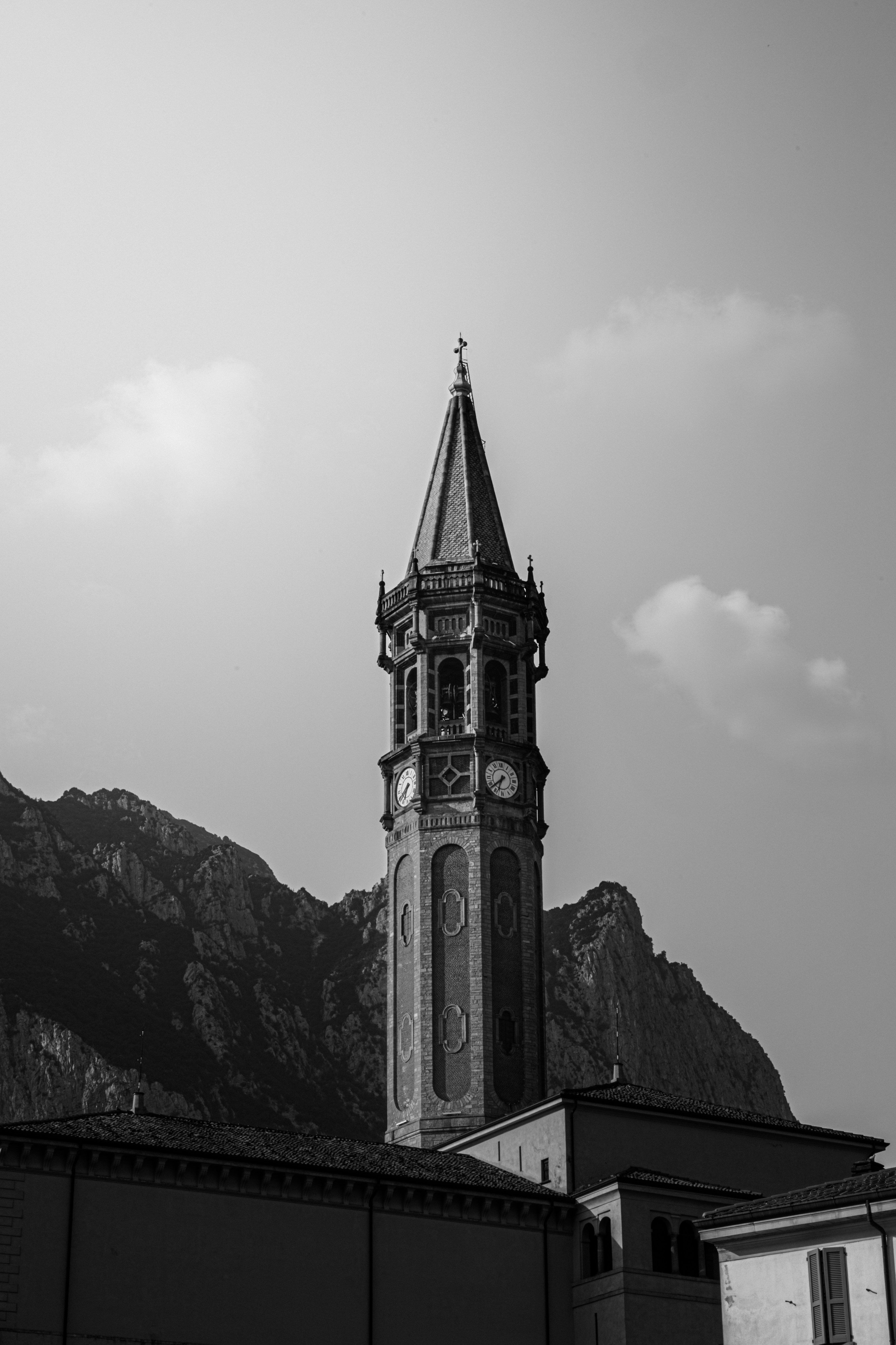 A black and white photo of a clock tower photo – Free Clock tower Image ...