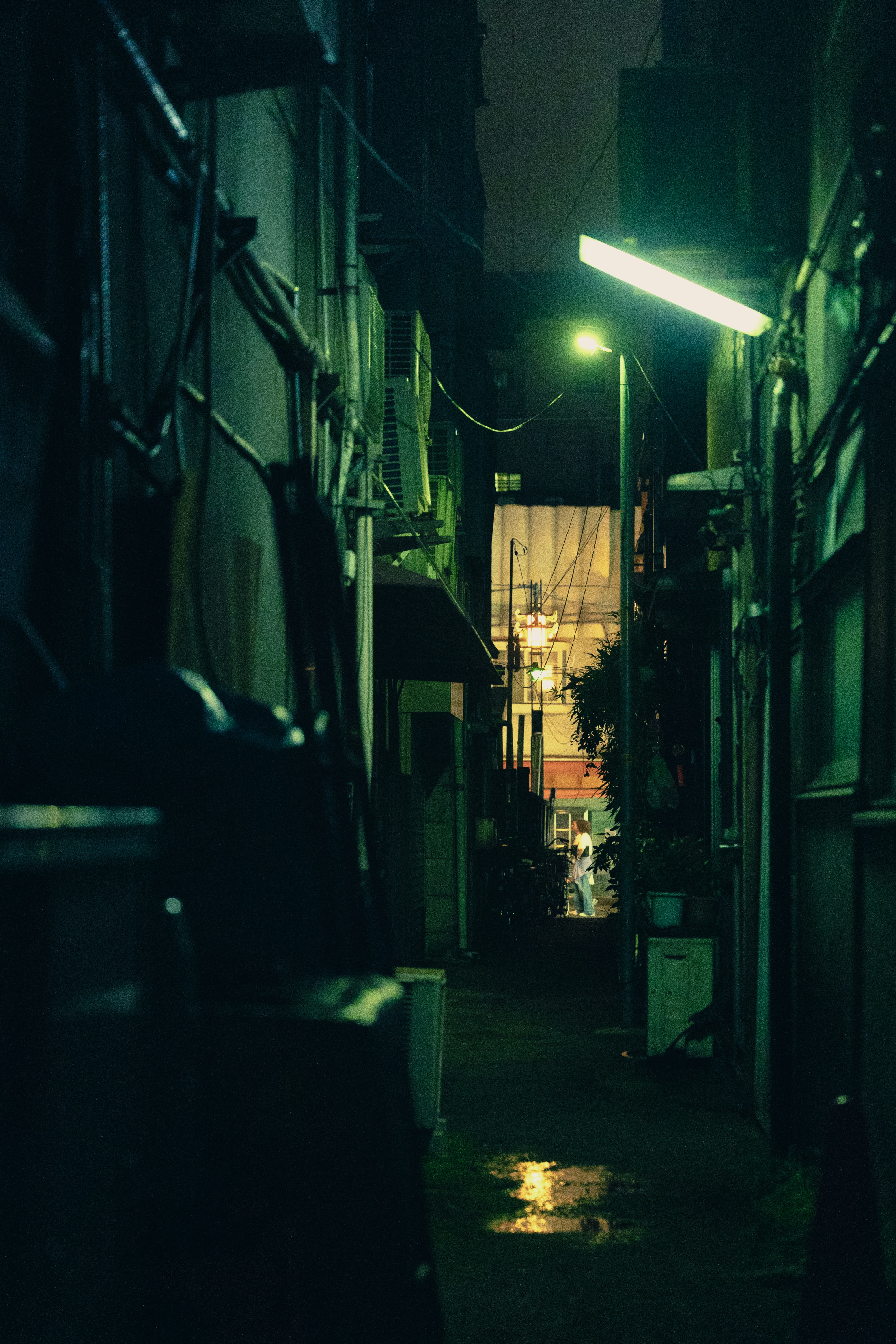 A narrow alleyway with a light on at night photo – Free 1-20-2 asakusa ...