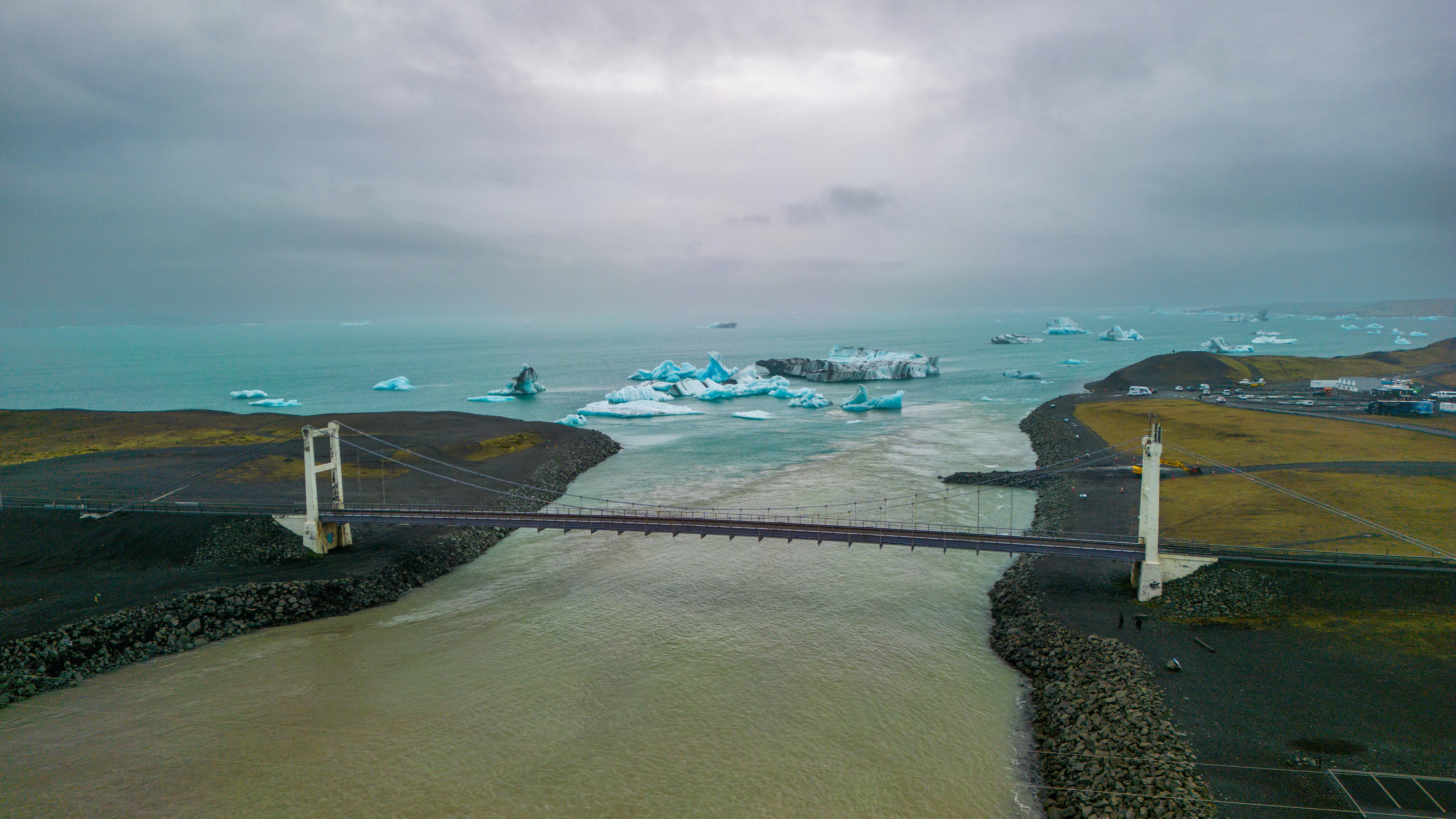 Icebound Span: Bridge Over a Turquoise Arctic Sea