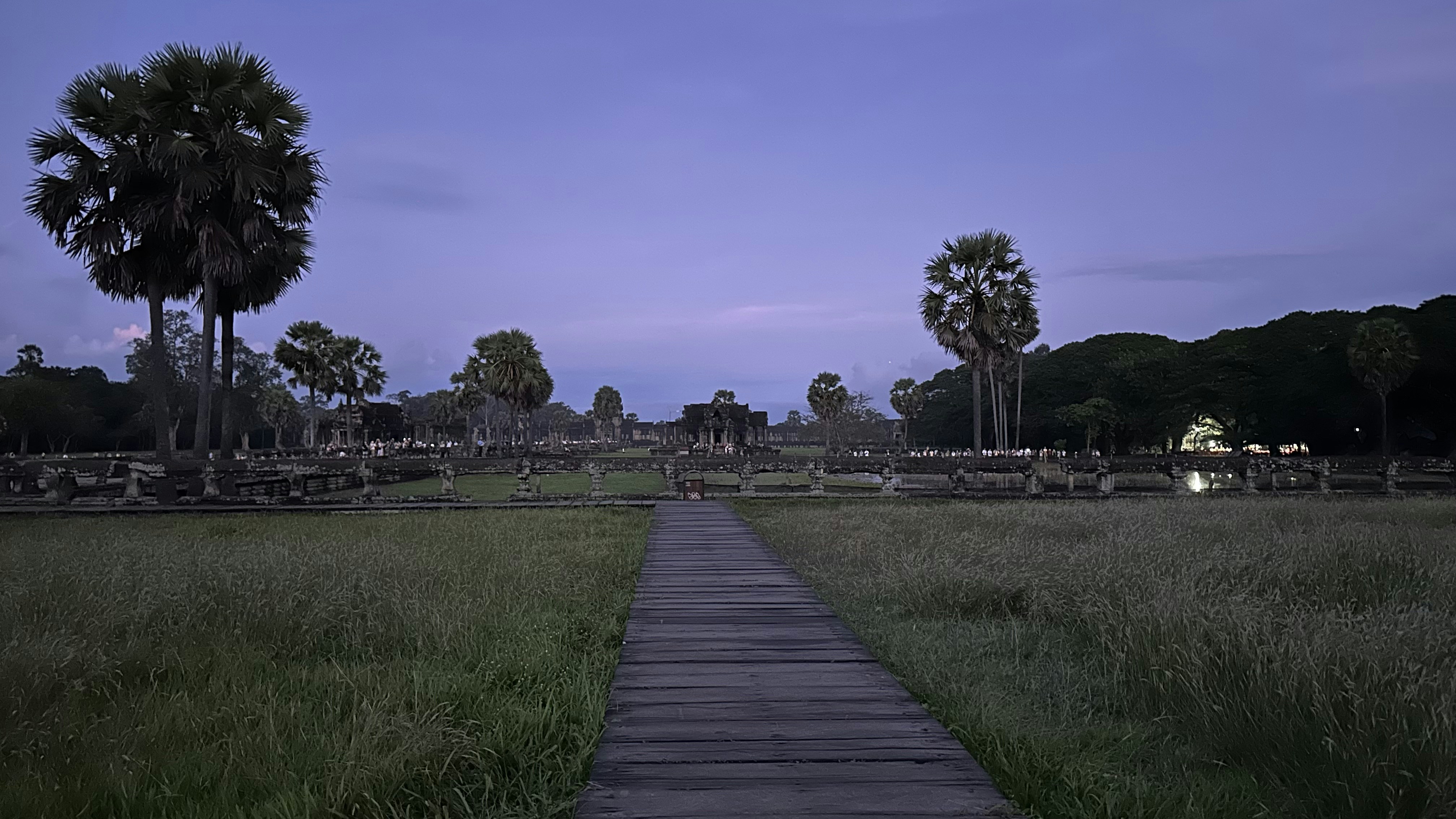 Indigo Hour: Boardwalk Toward the Distant Citadel Ruins