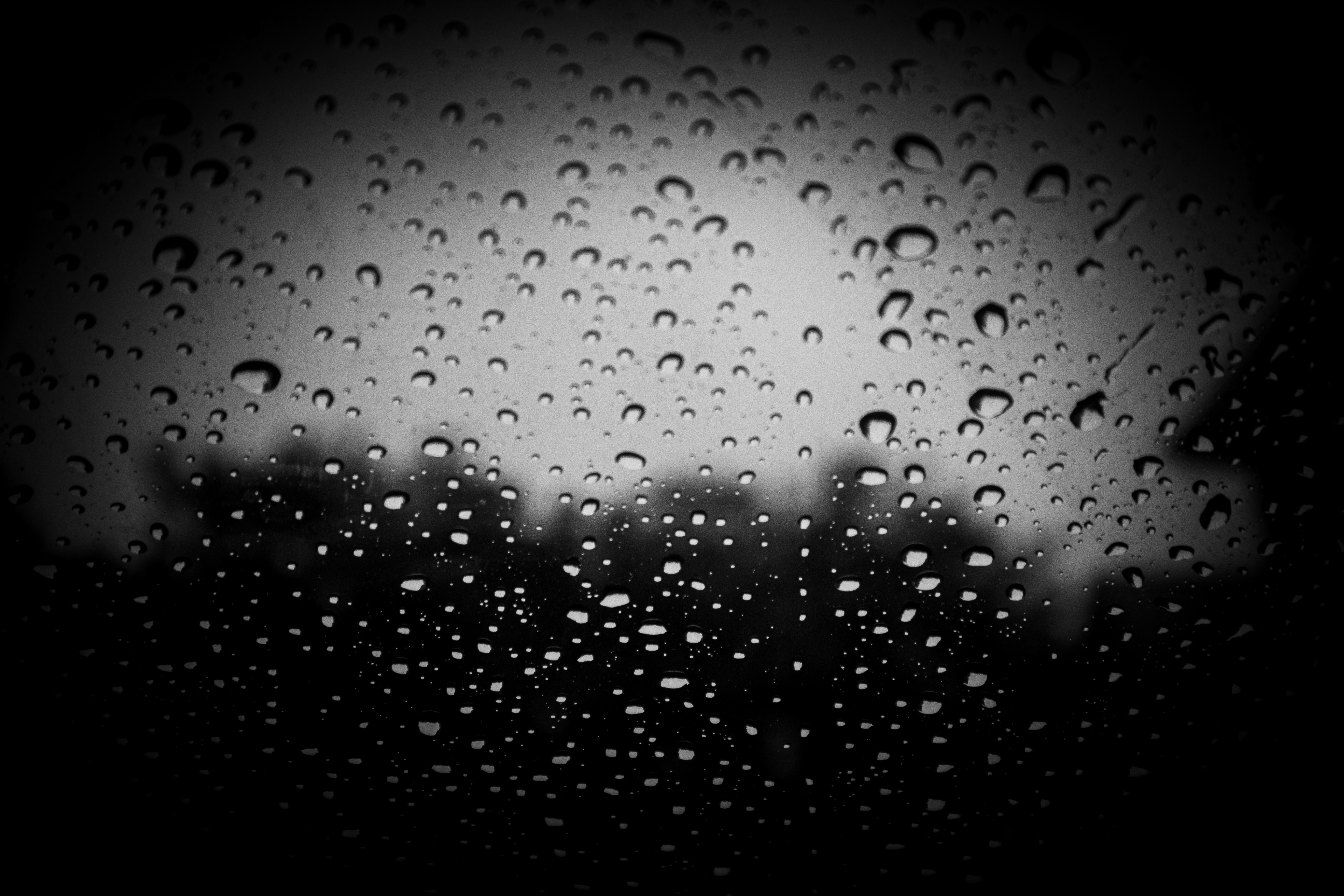 A black and white photo of rain drops on a window photo – Free Rain ...