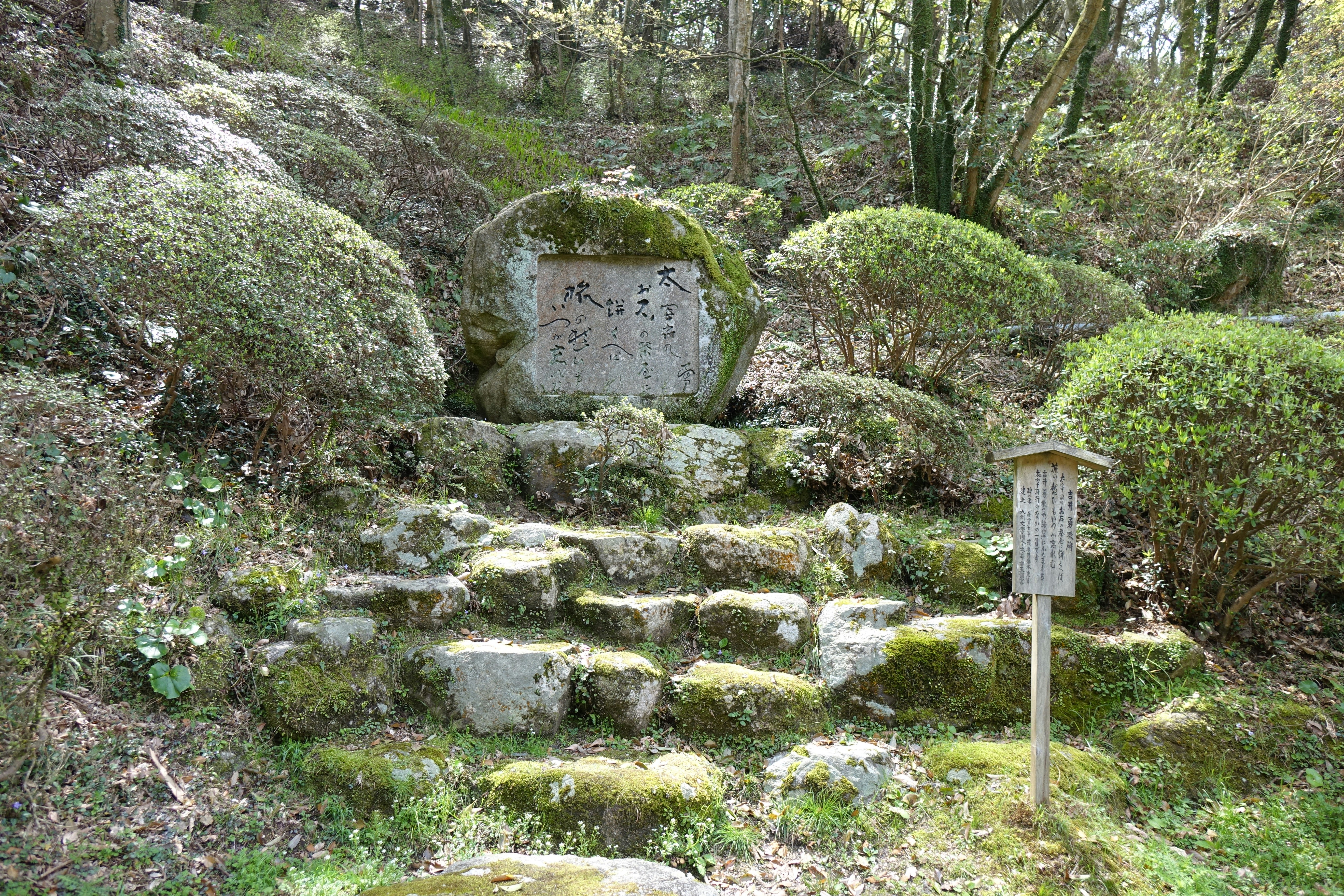 Moss-Crowned Steps Guard a Quiet Stone Plaque