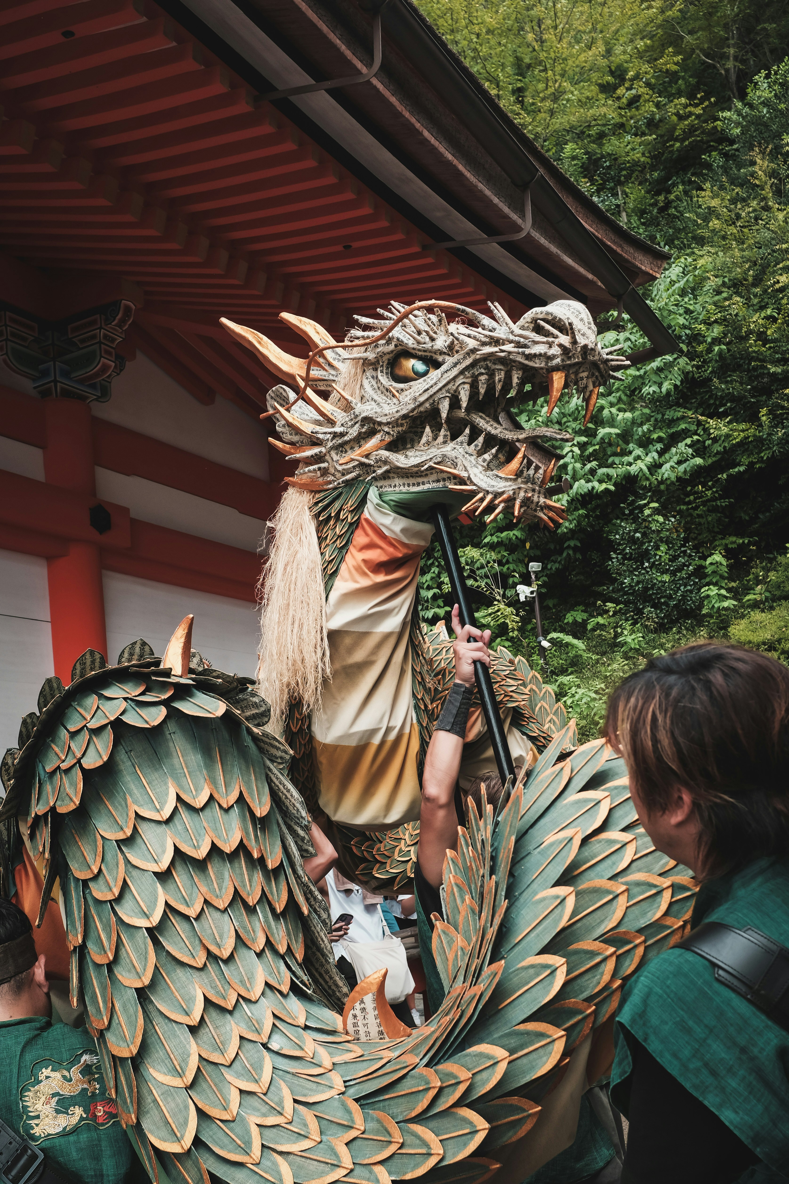 Dragon Guardian Emerges Above the Shrine Courtyard