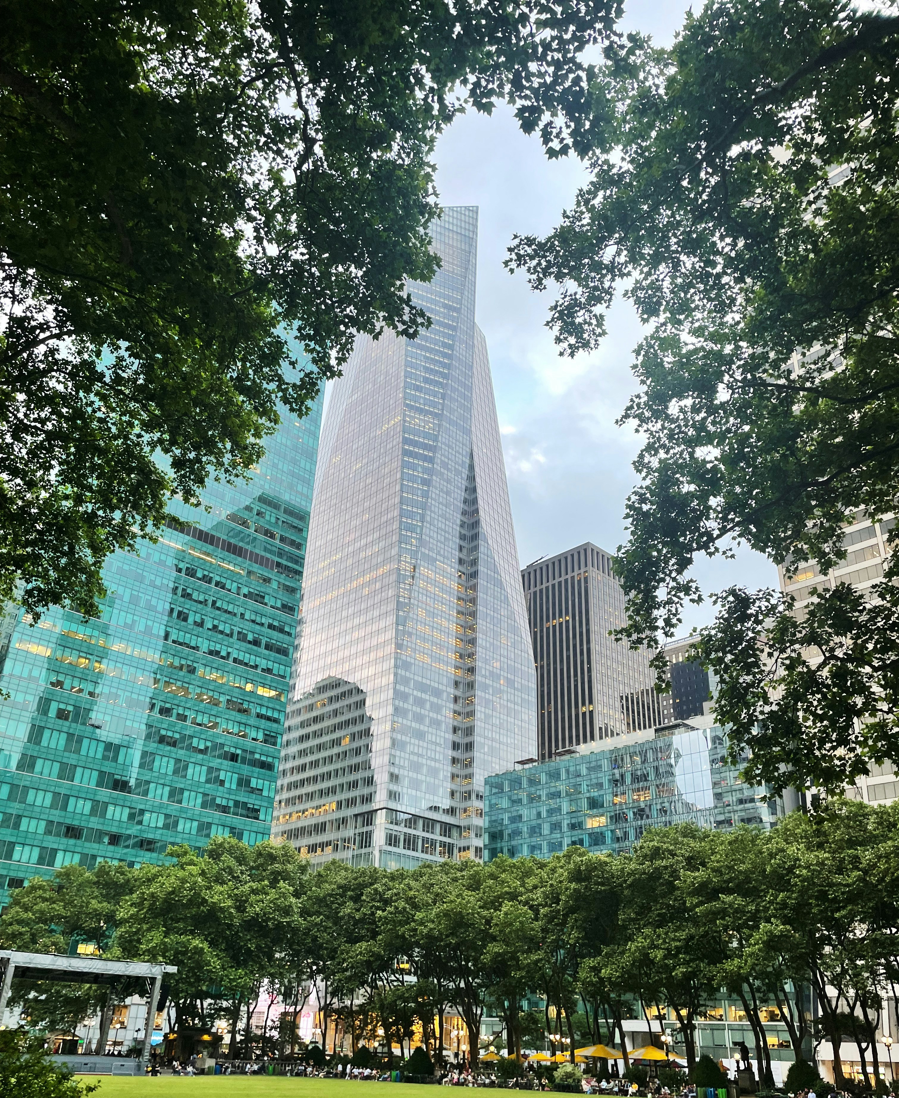 Crown of Glass Over Green Canopy: Downtown Skyline Portrait