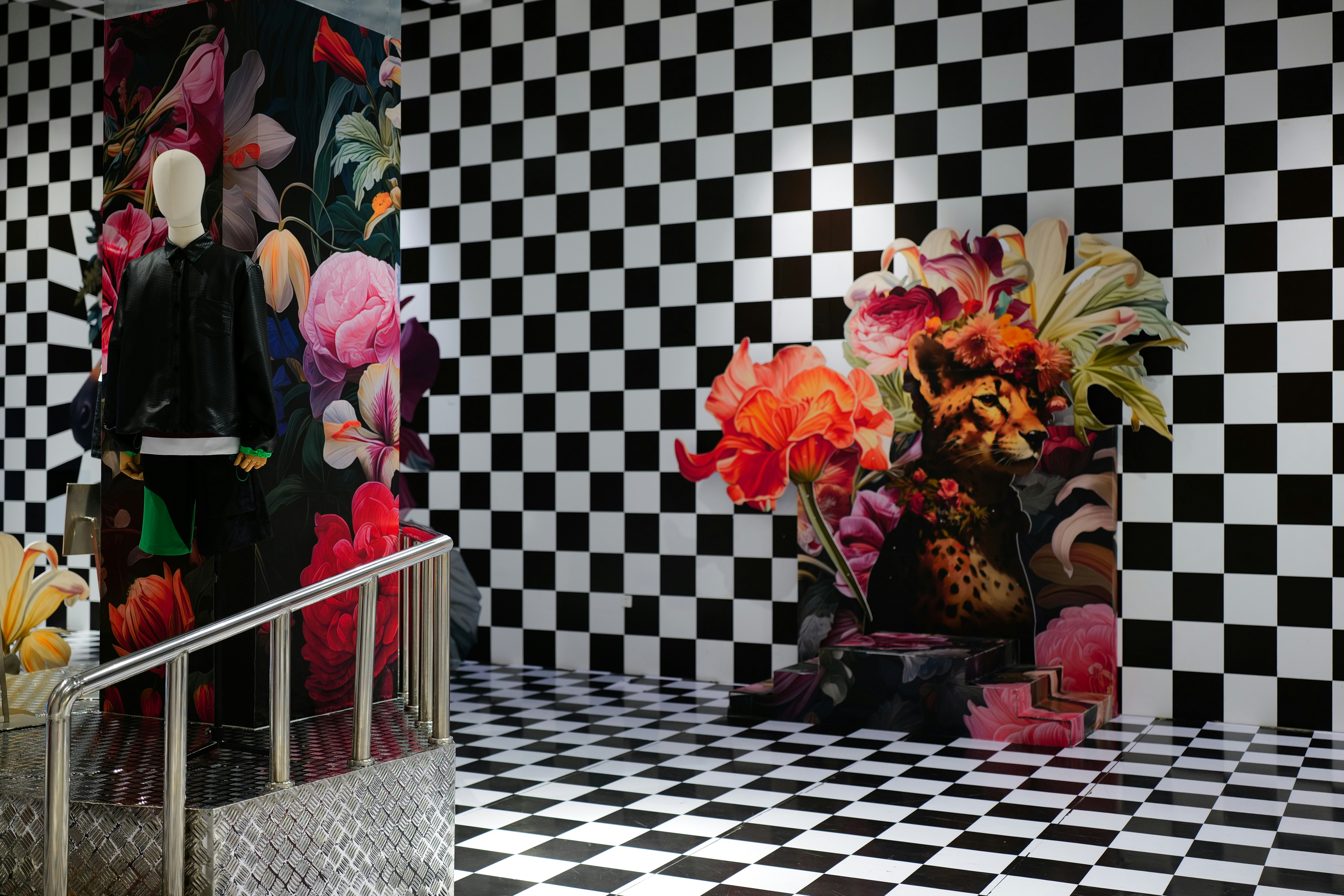 A black and white checkered room with a checkered wall photo – Free ...