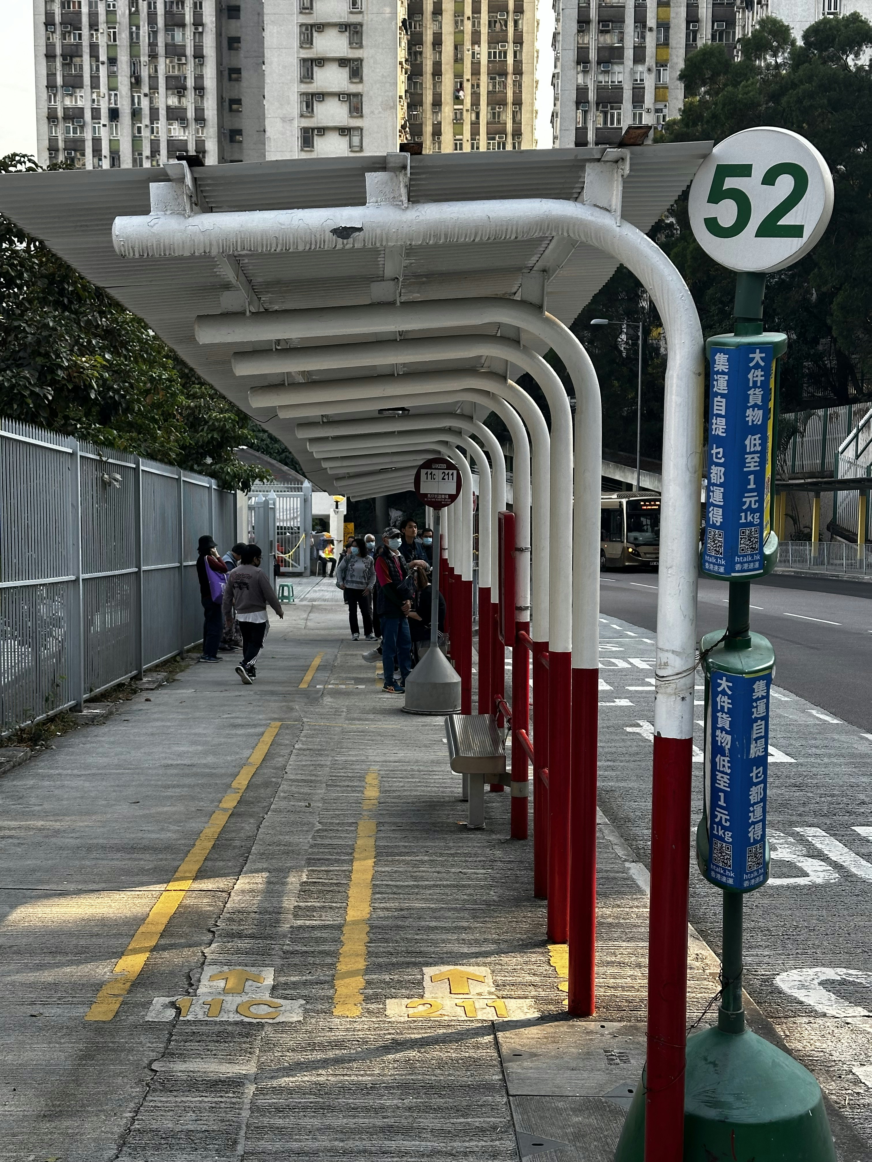 Vanishing Canopy: Parallel Lines at a City Bus Stop