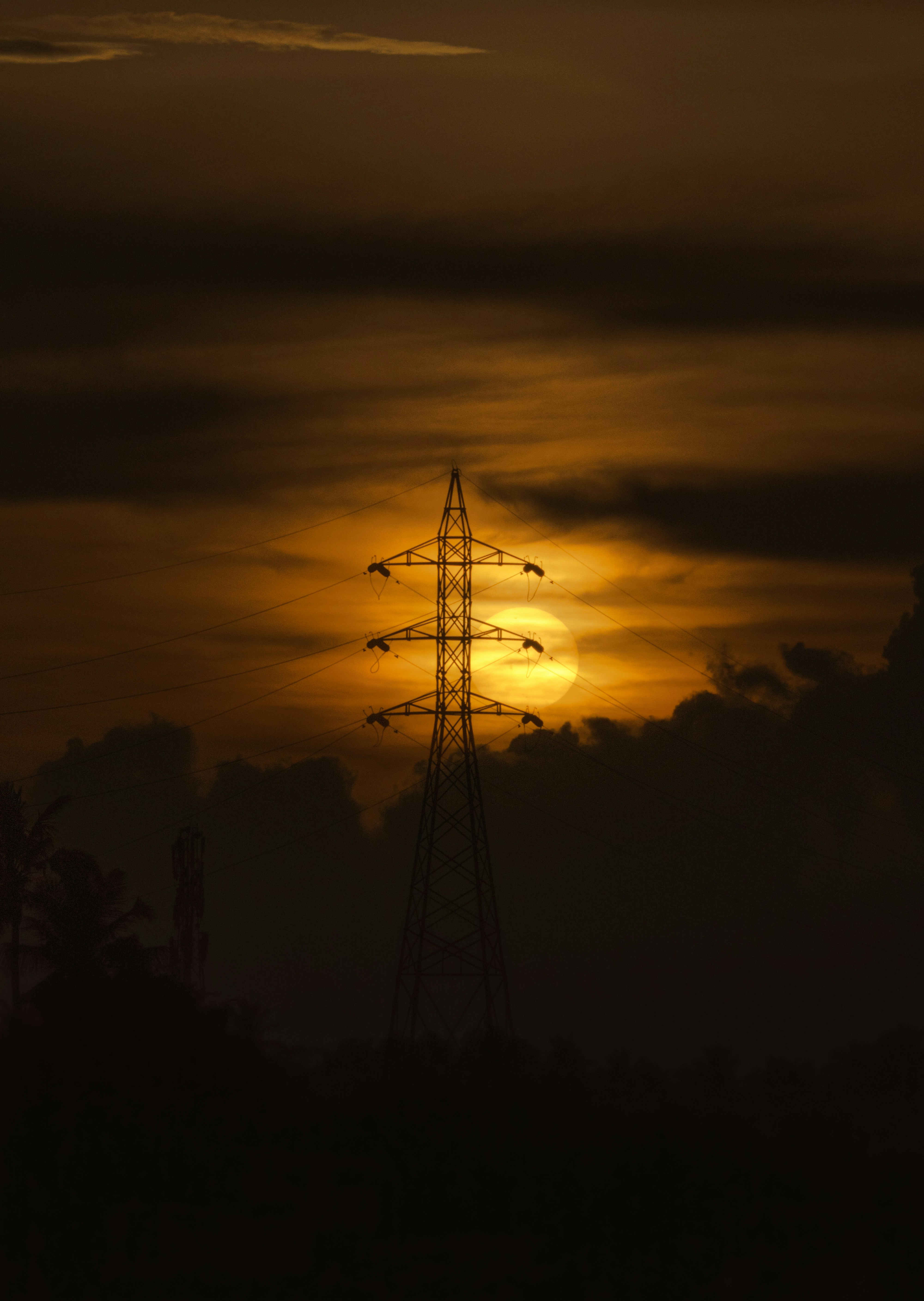 Golden Hour Lattice: Power Tower at Dusk
