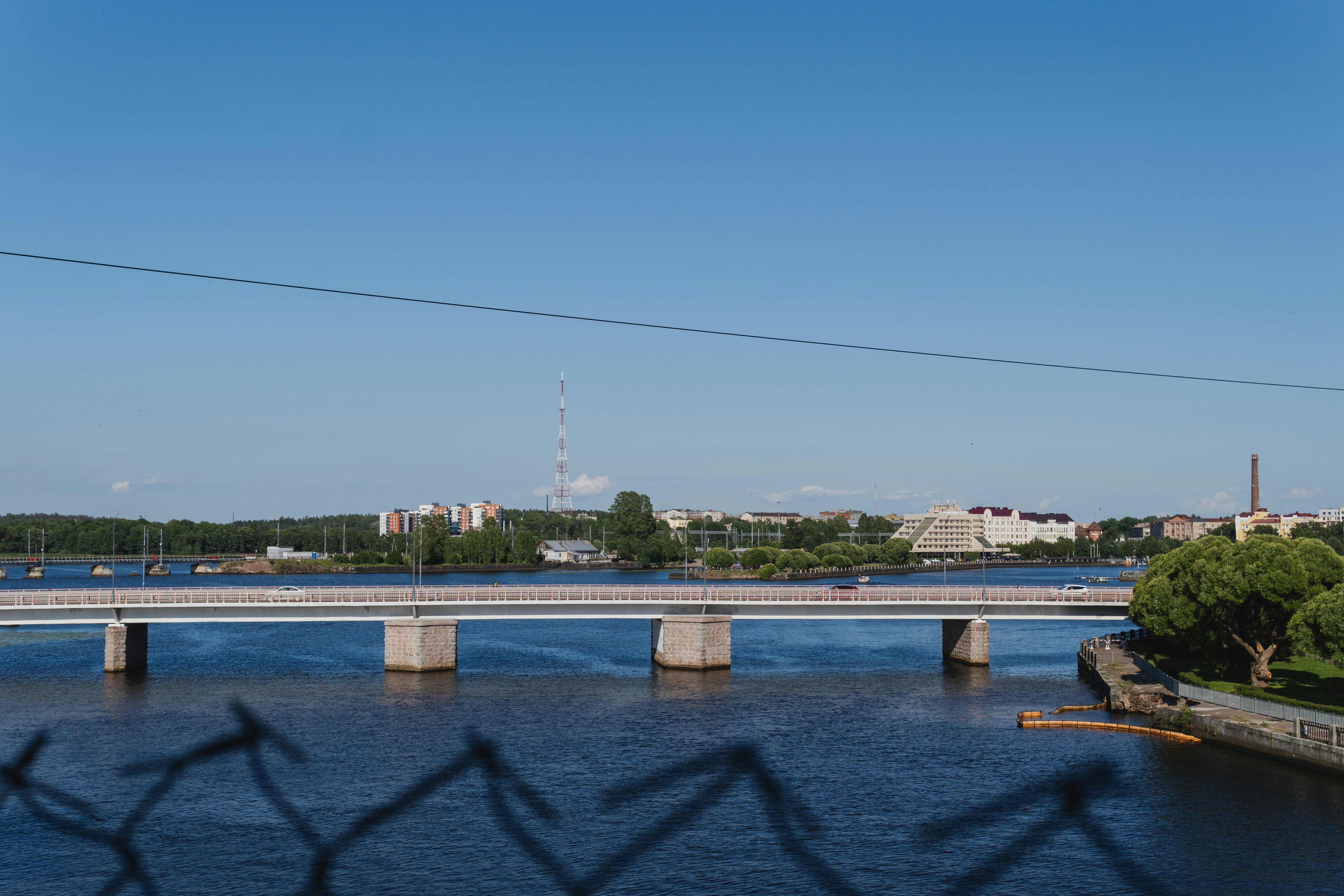 A view of a bridge over a body of water