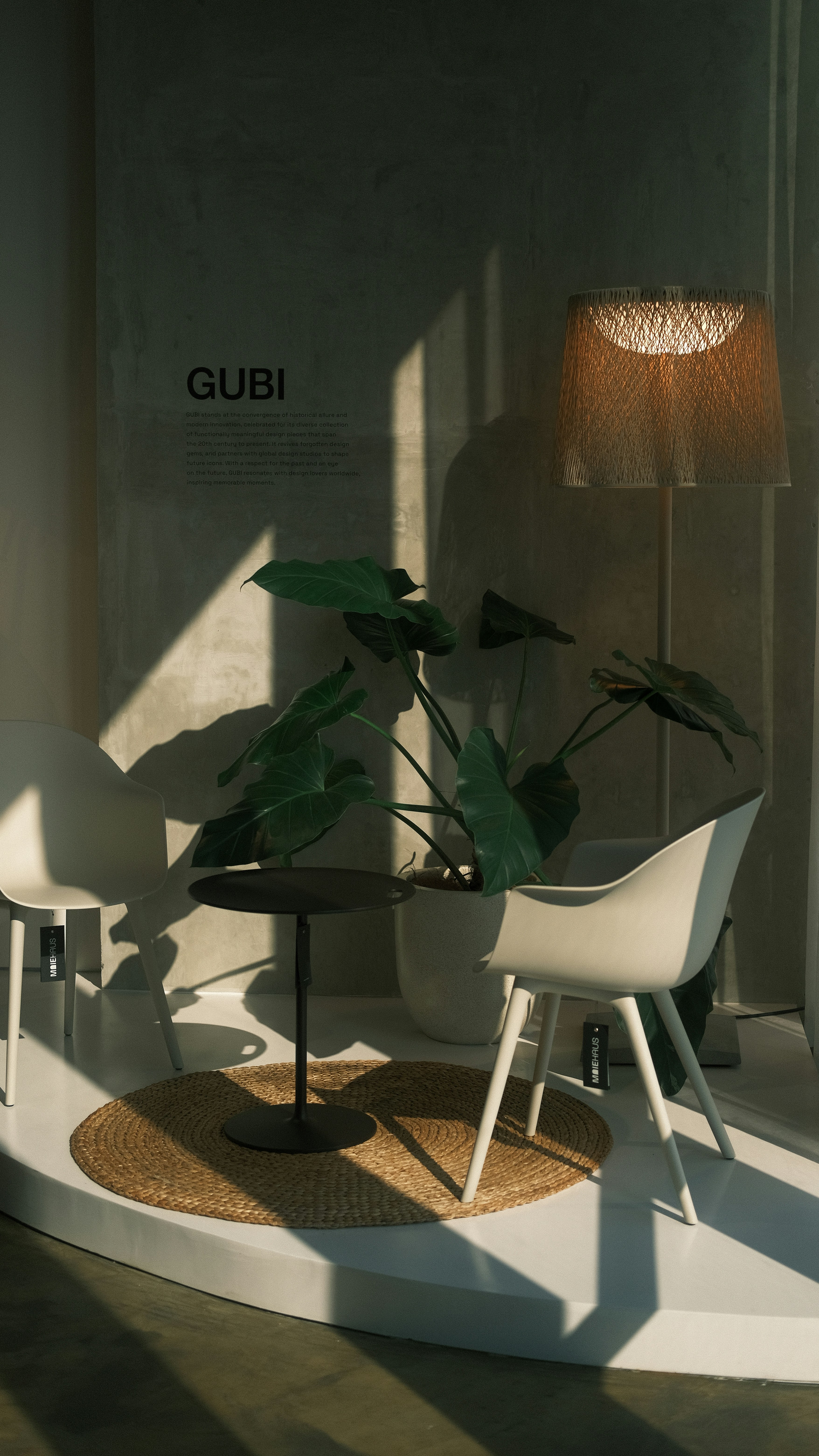 Lamp-lit Quiet Nook: Minimalist Showroom Moment