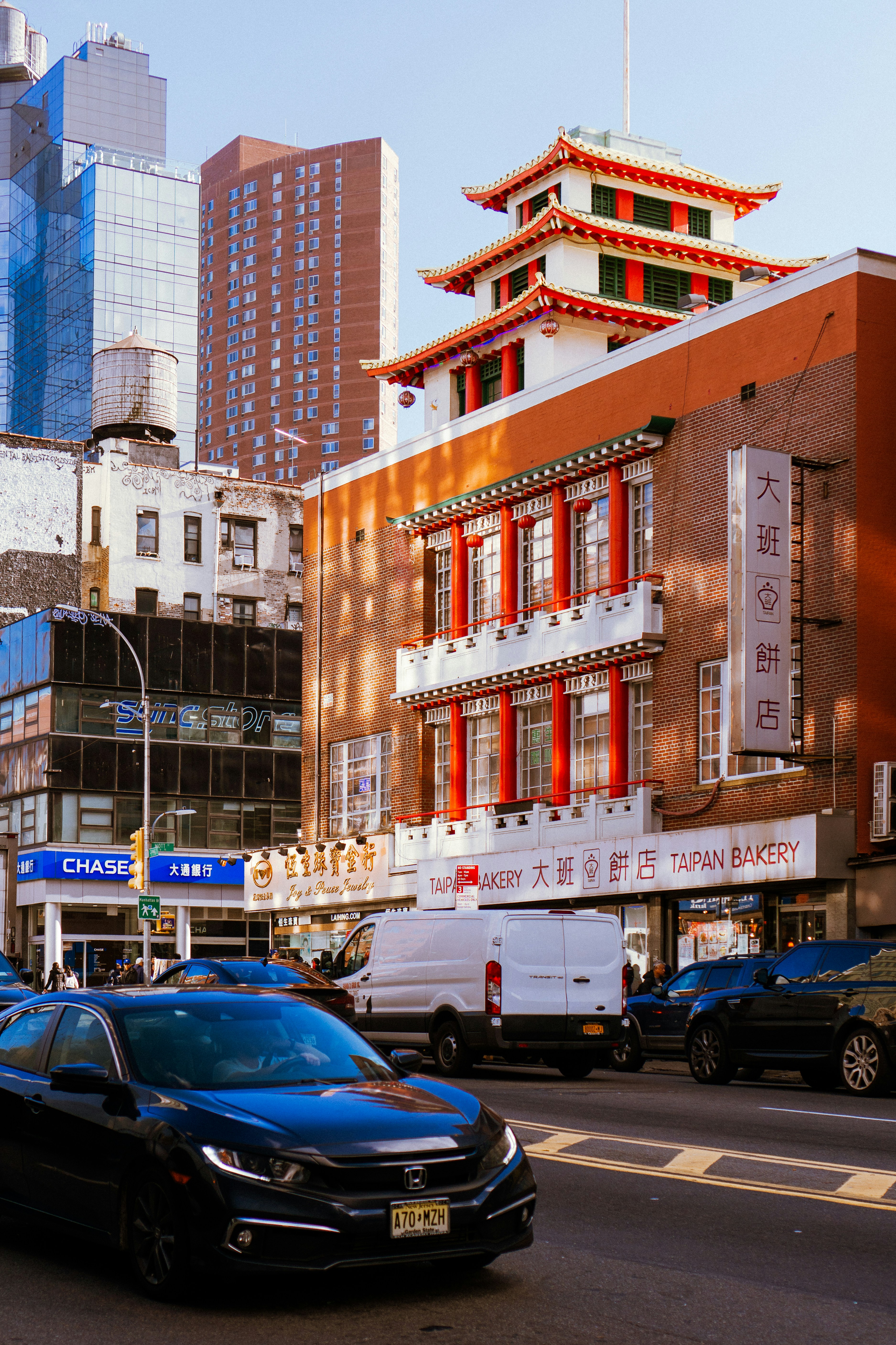 Pagoda Above the Bakery Row: Chinatown Meets City Street