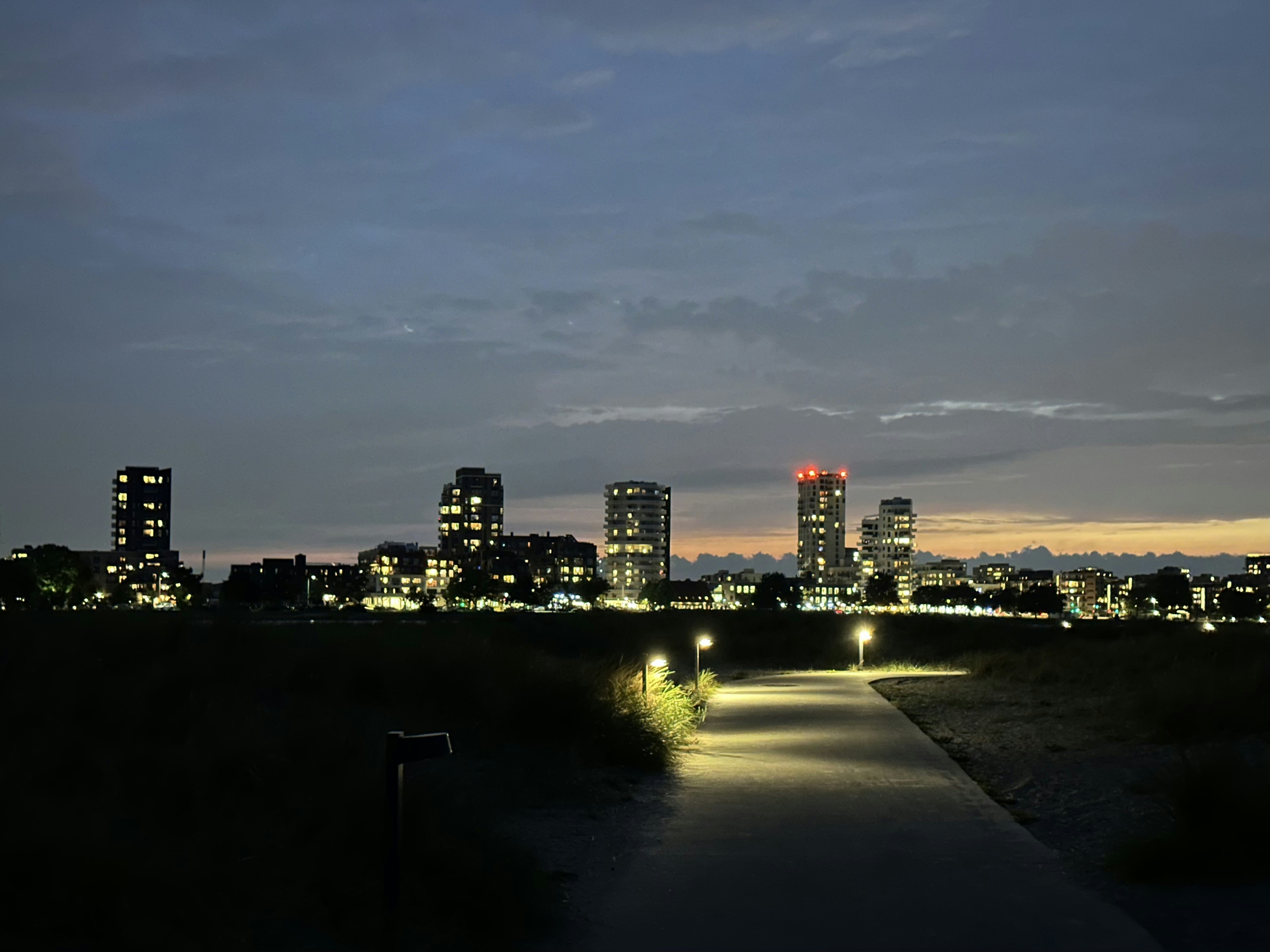 Dusk Path Toward the Neon Horizon