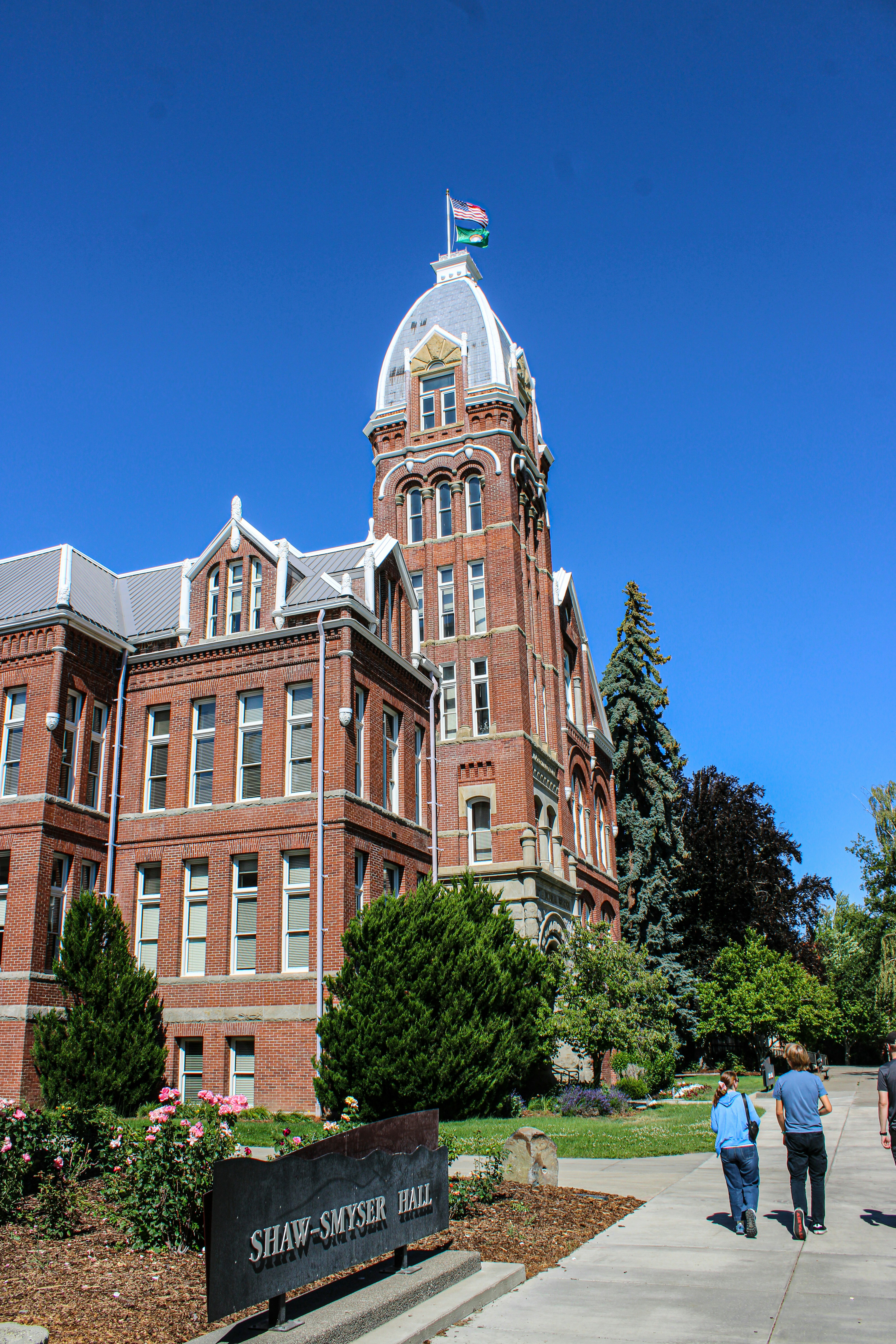 Shaw-Smyser Hall Tower Reaching into a Cerulean Sky