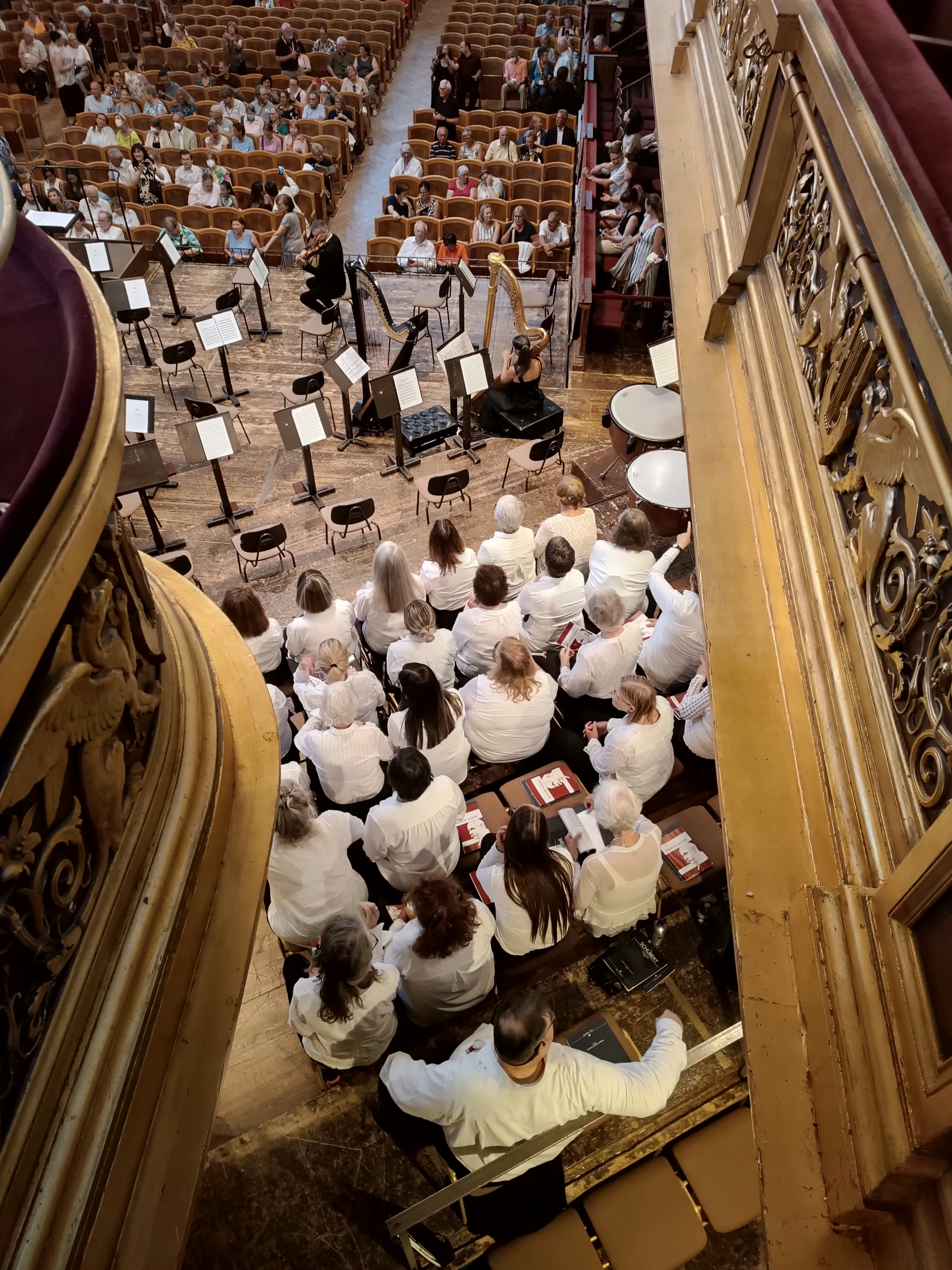 A group of people sitting on top of a stage photo – Free Woman Image on ...