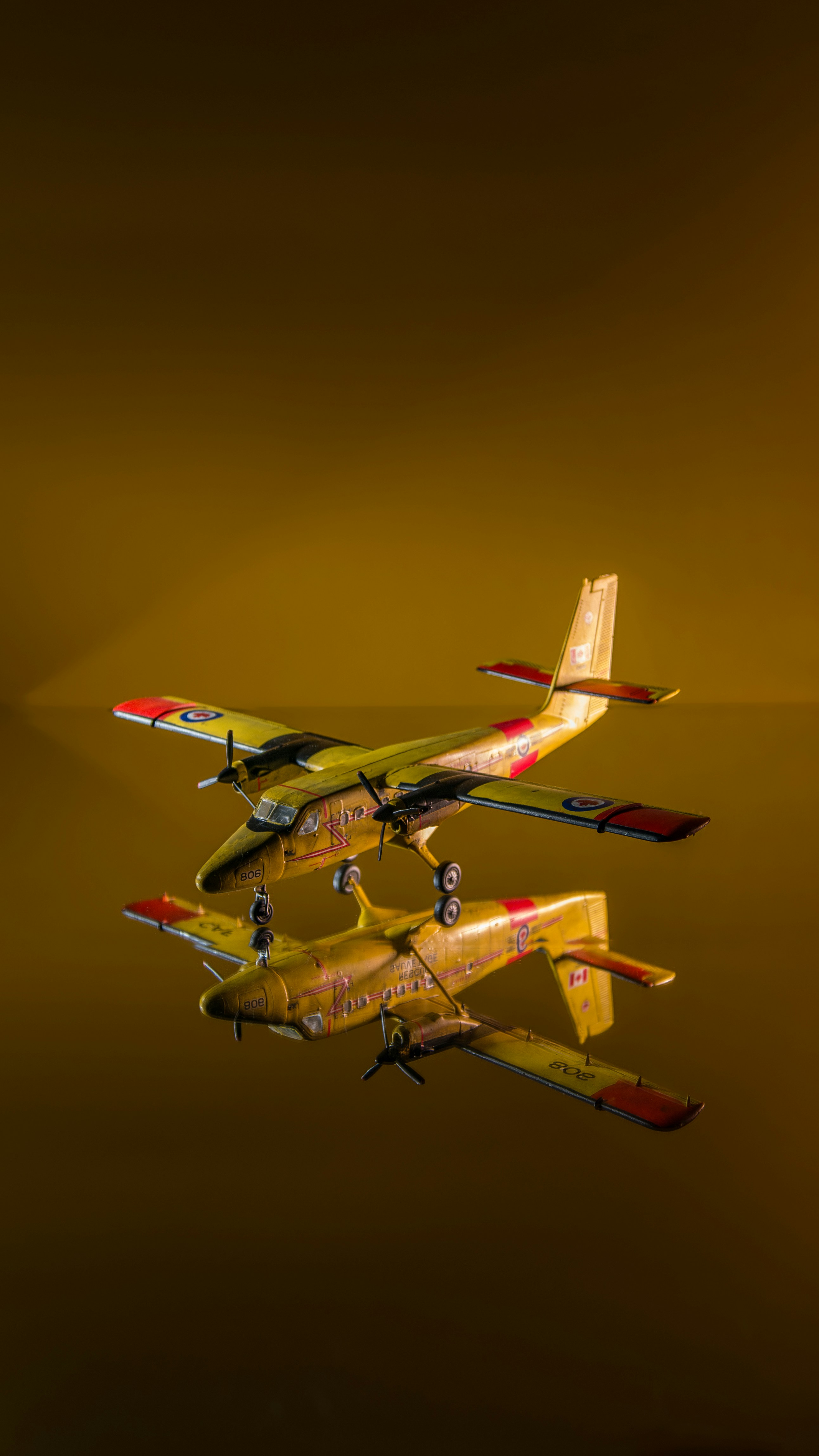 Golden Seaplane Reverie: A Tiny Craft Reflected in Sunset Glass