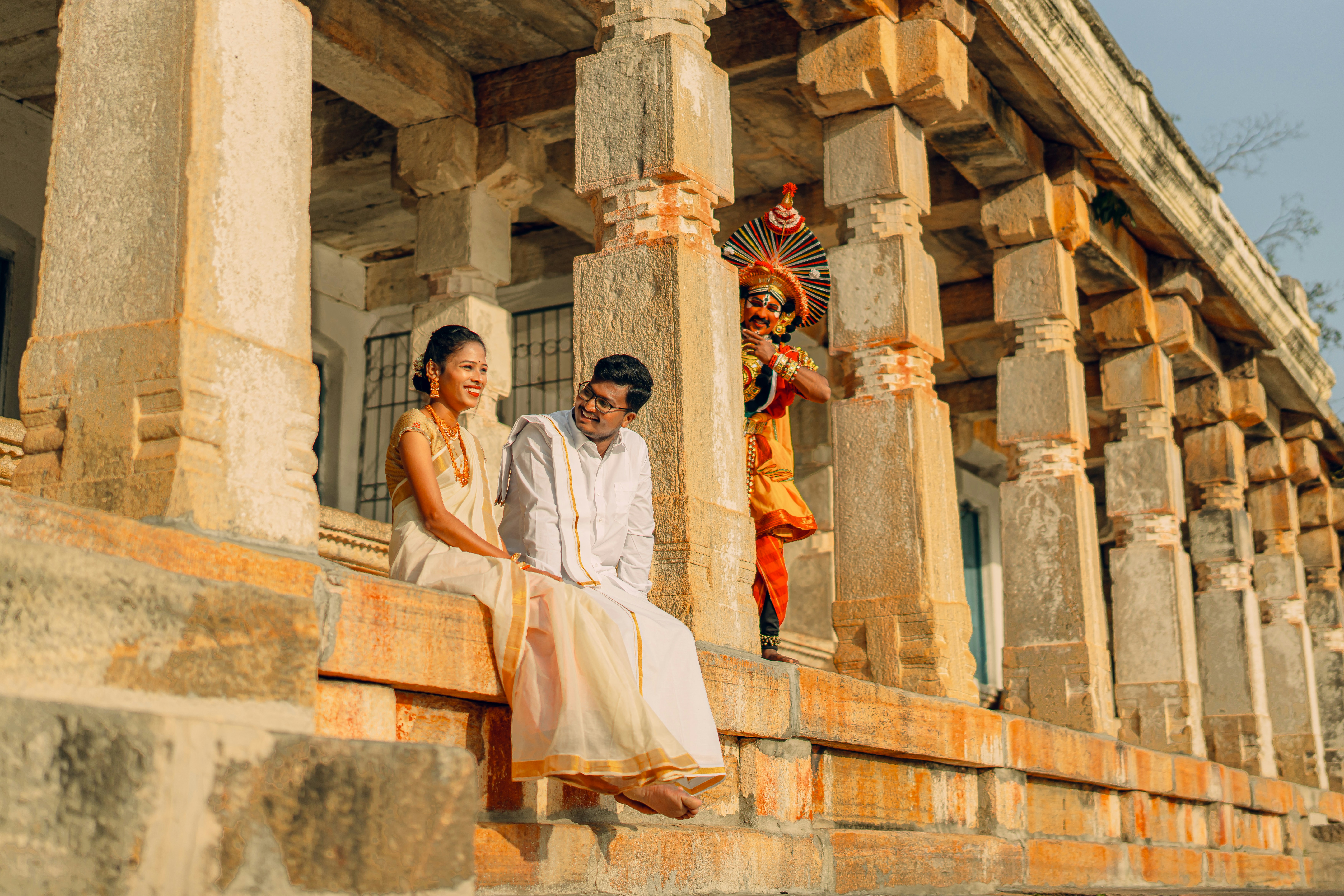 Golden Veranda Moment: Quiet Intimacy Under Ancient Columns