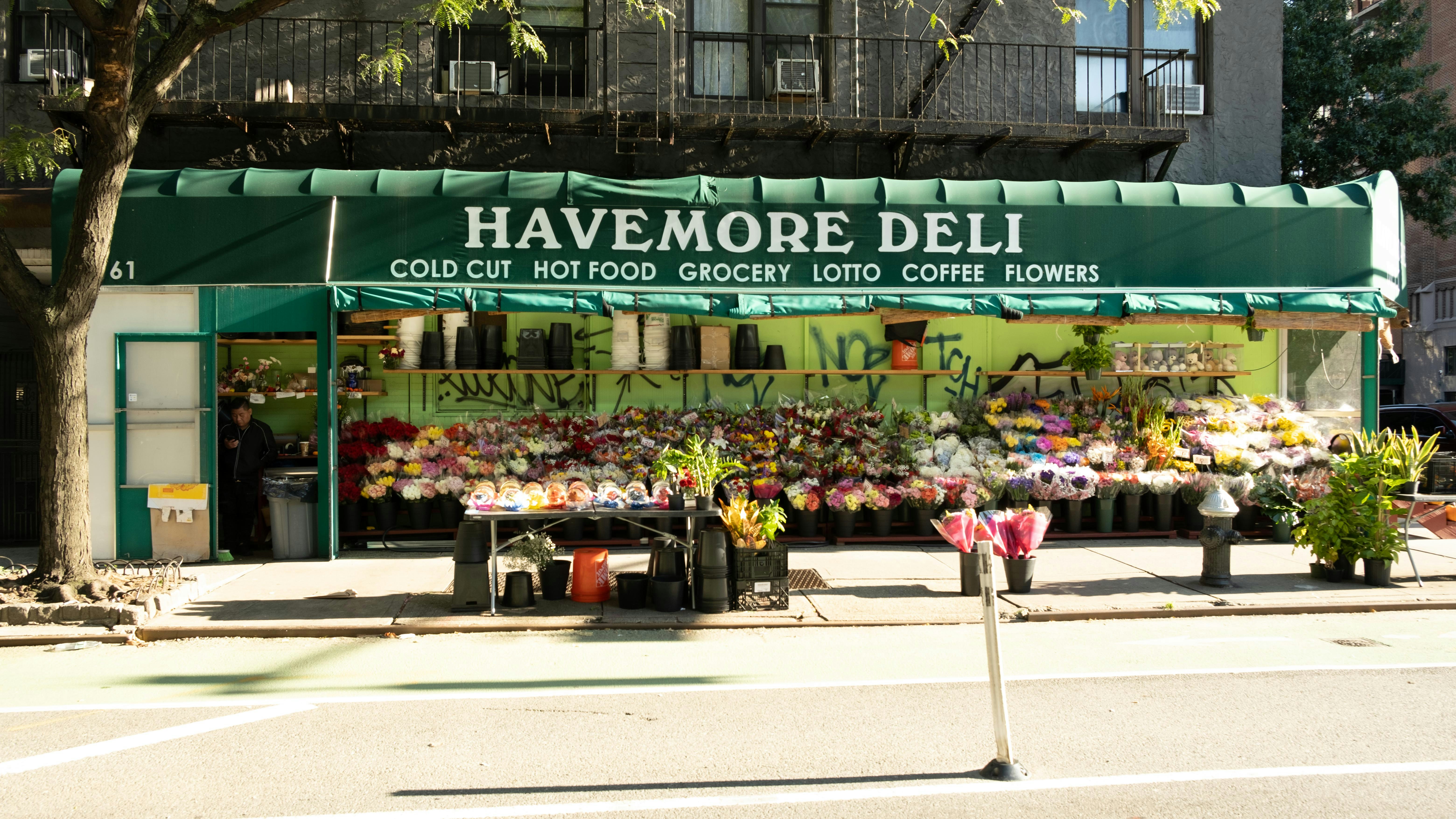 Havemore Deli Under a Green Canopy: Sunlit Produce Front