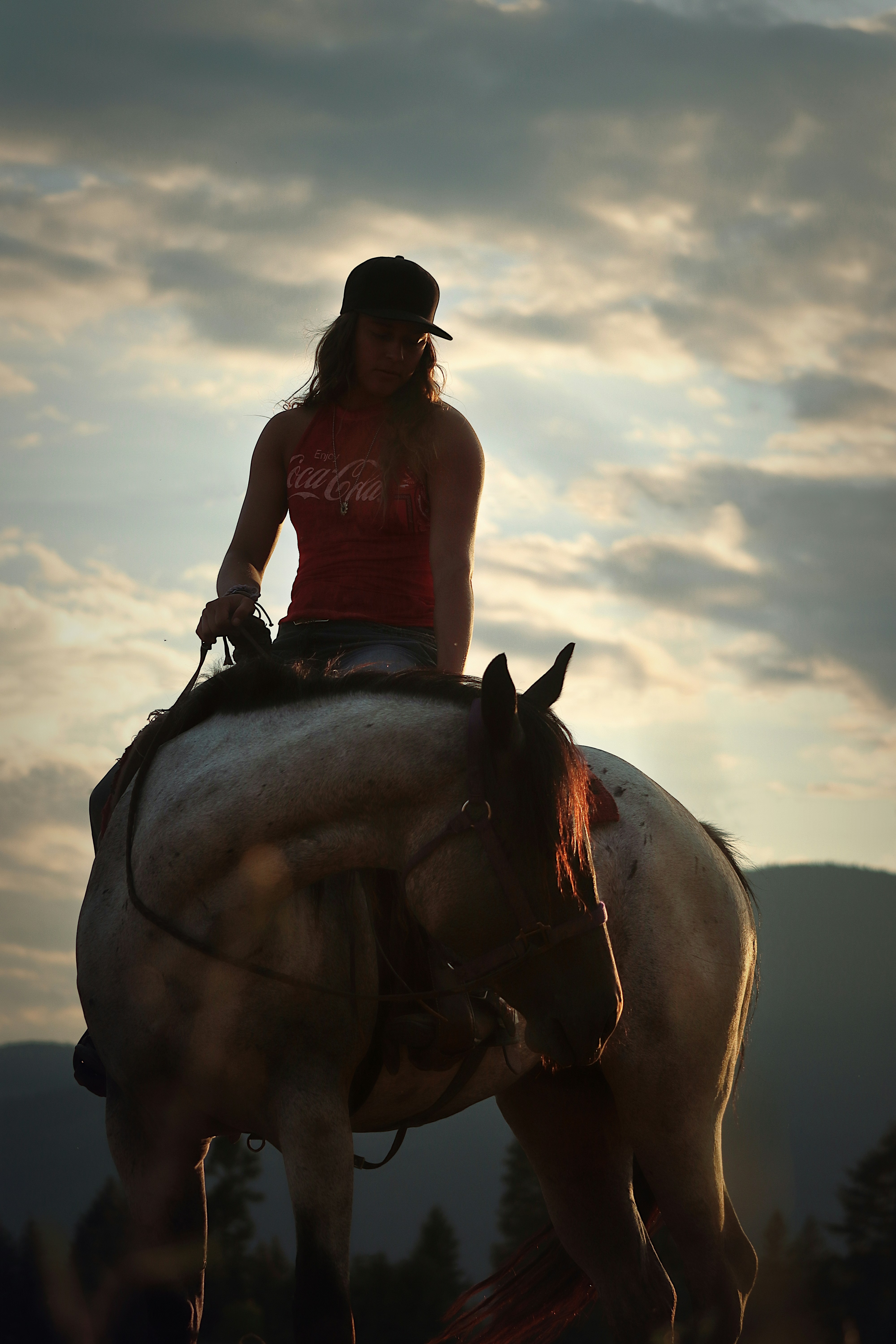 A woman riding on the back of a white horse photo – Free Creston Image ...