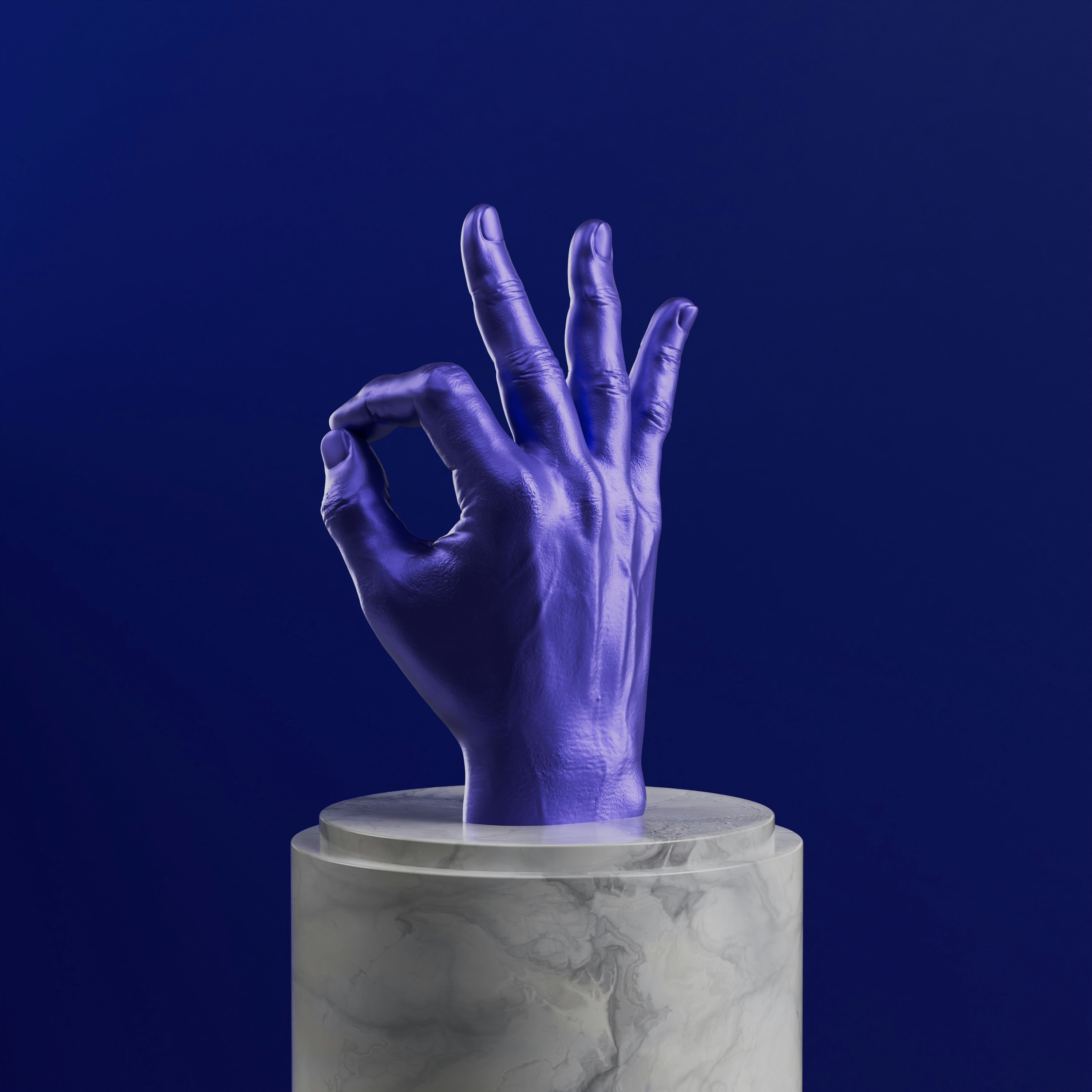 A purple hand sticking out of a marble container photo – Free Gestures ...