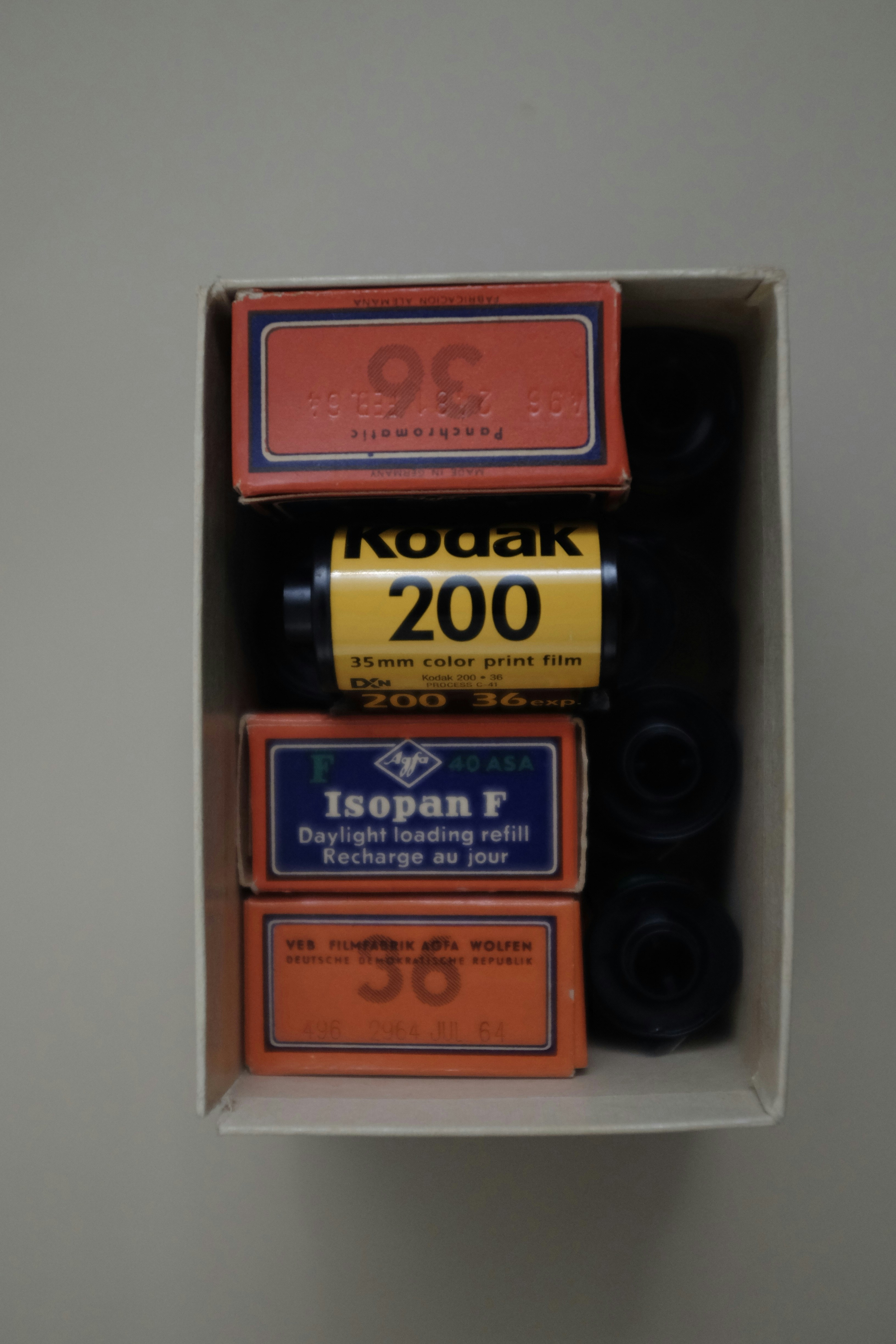 Kodak Reels in a Floor Box: A Retro Colorful Film Drawer