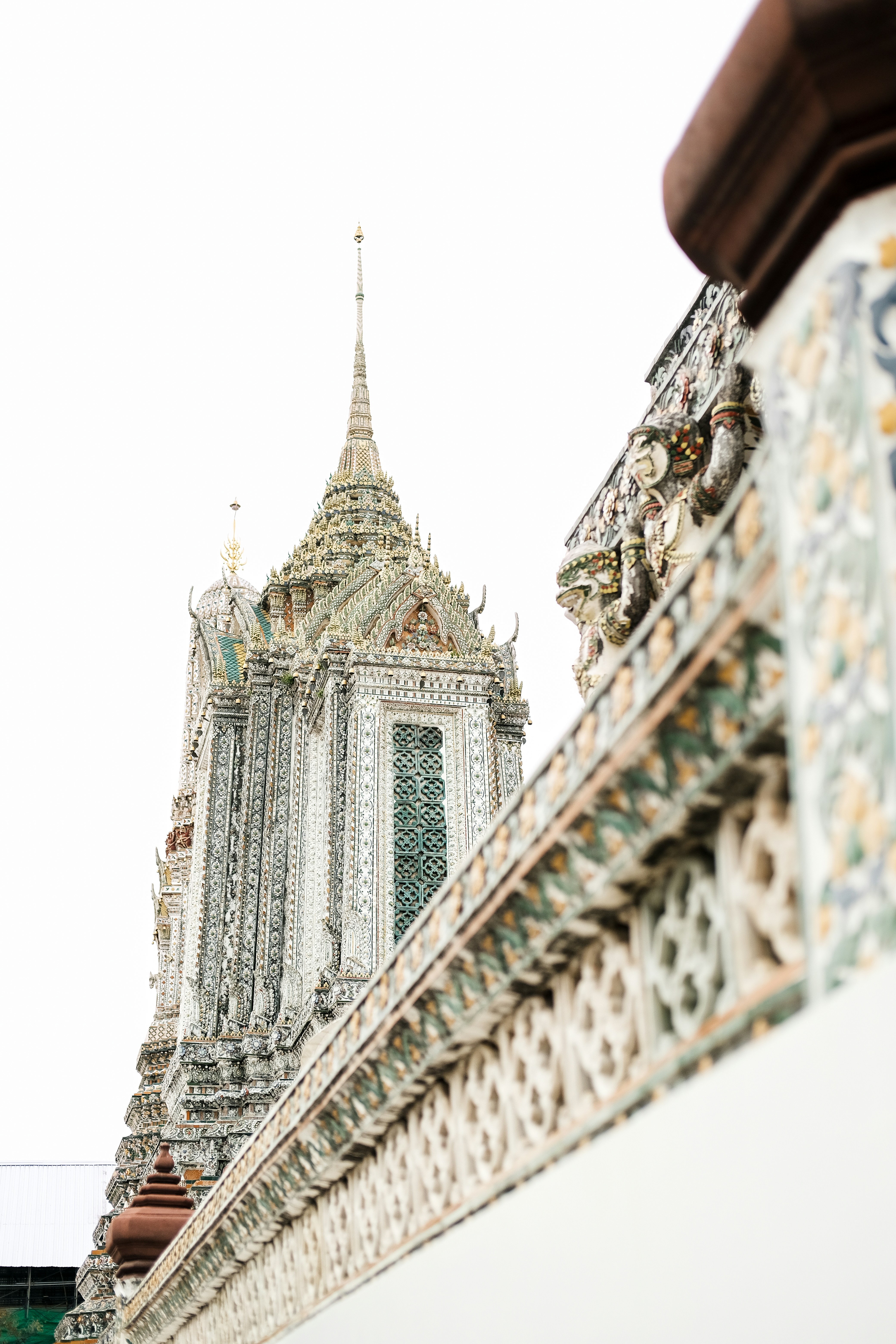 Diamond-Tiled Spire: Cropped Portrait of Thai Temple Craft