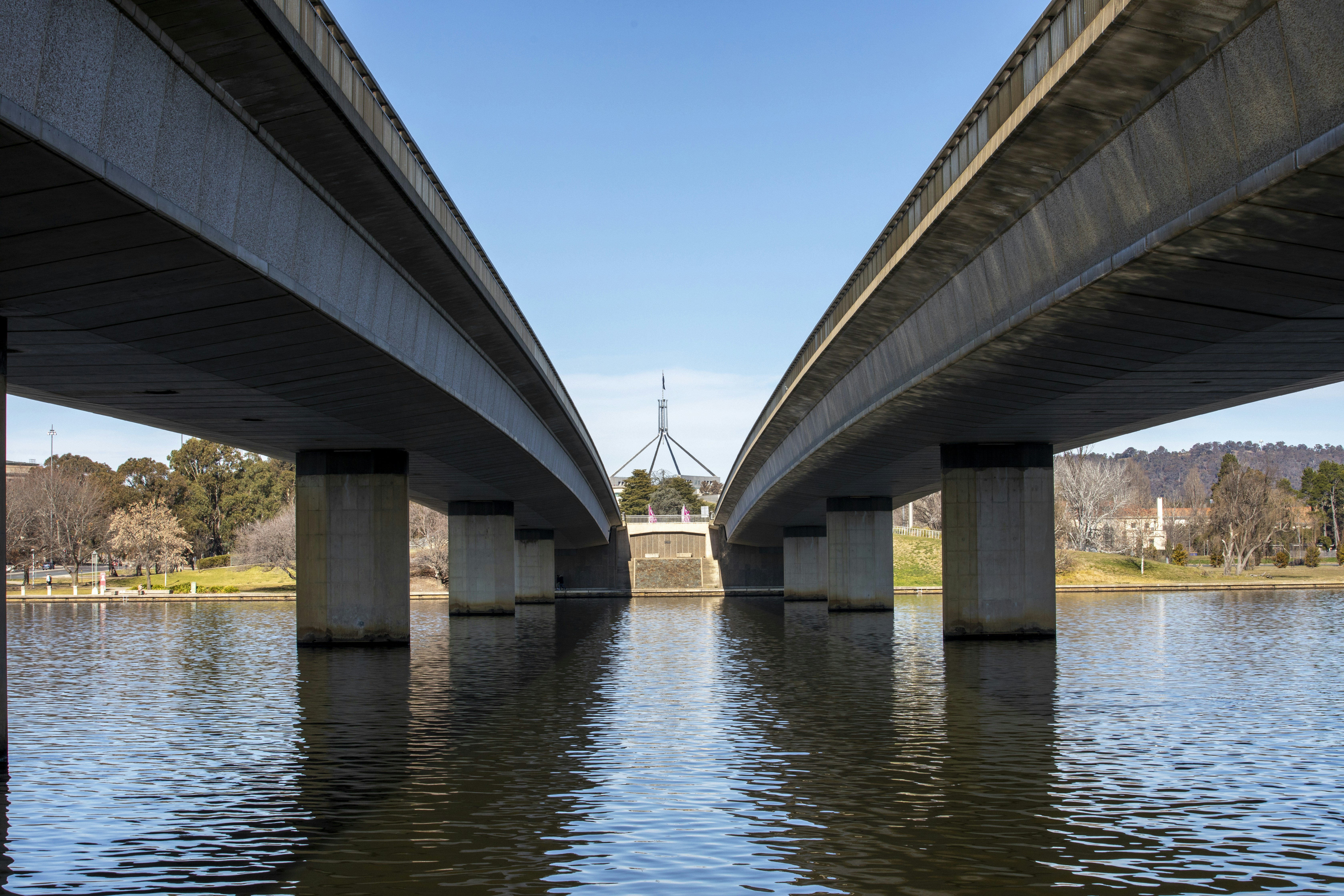 A view of a bridge over a body of water photo – Free Canberra australia ...