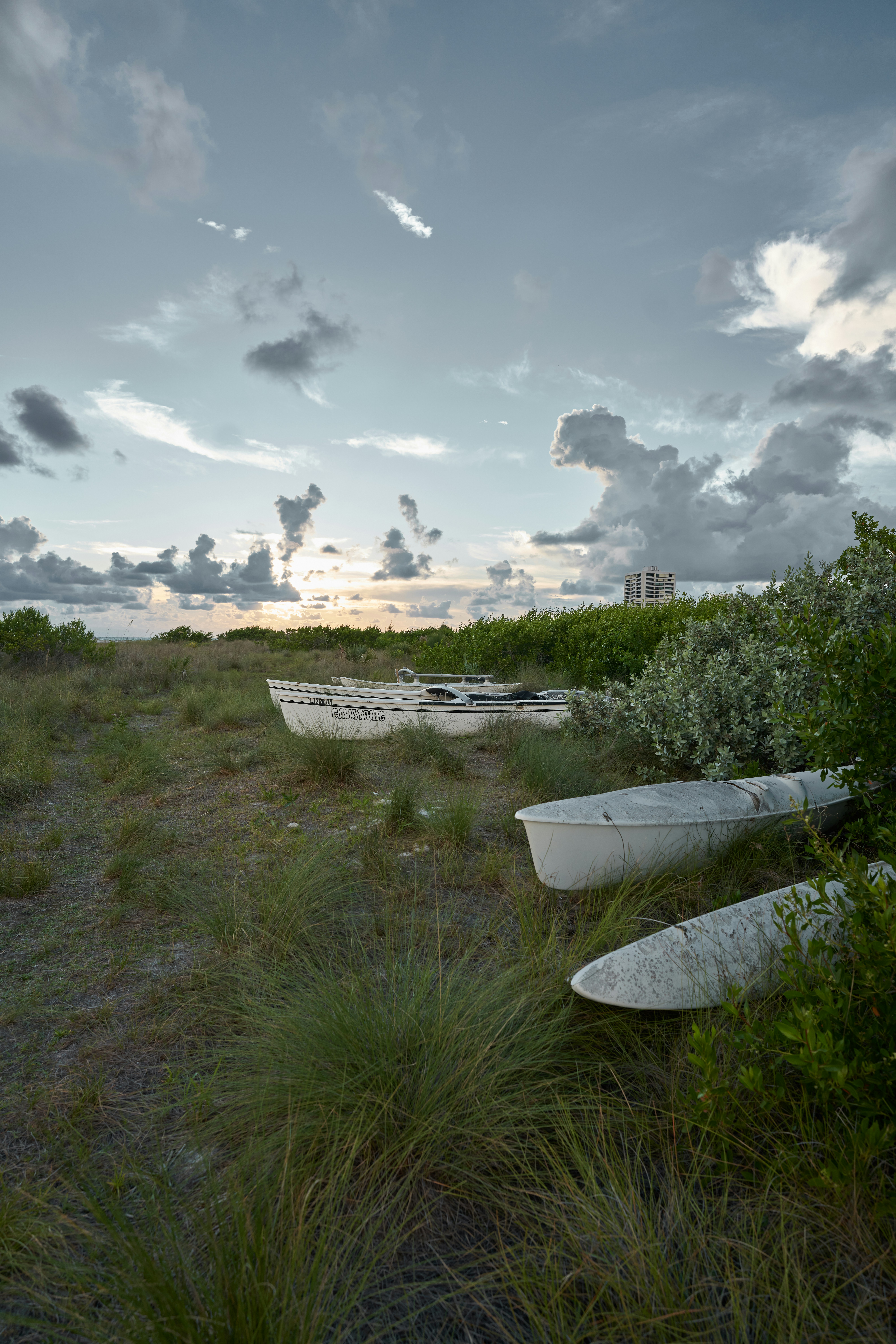 Boats at the Dune Edge Under a Brooding Sky