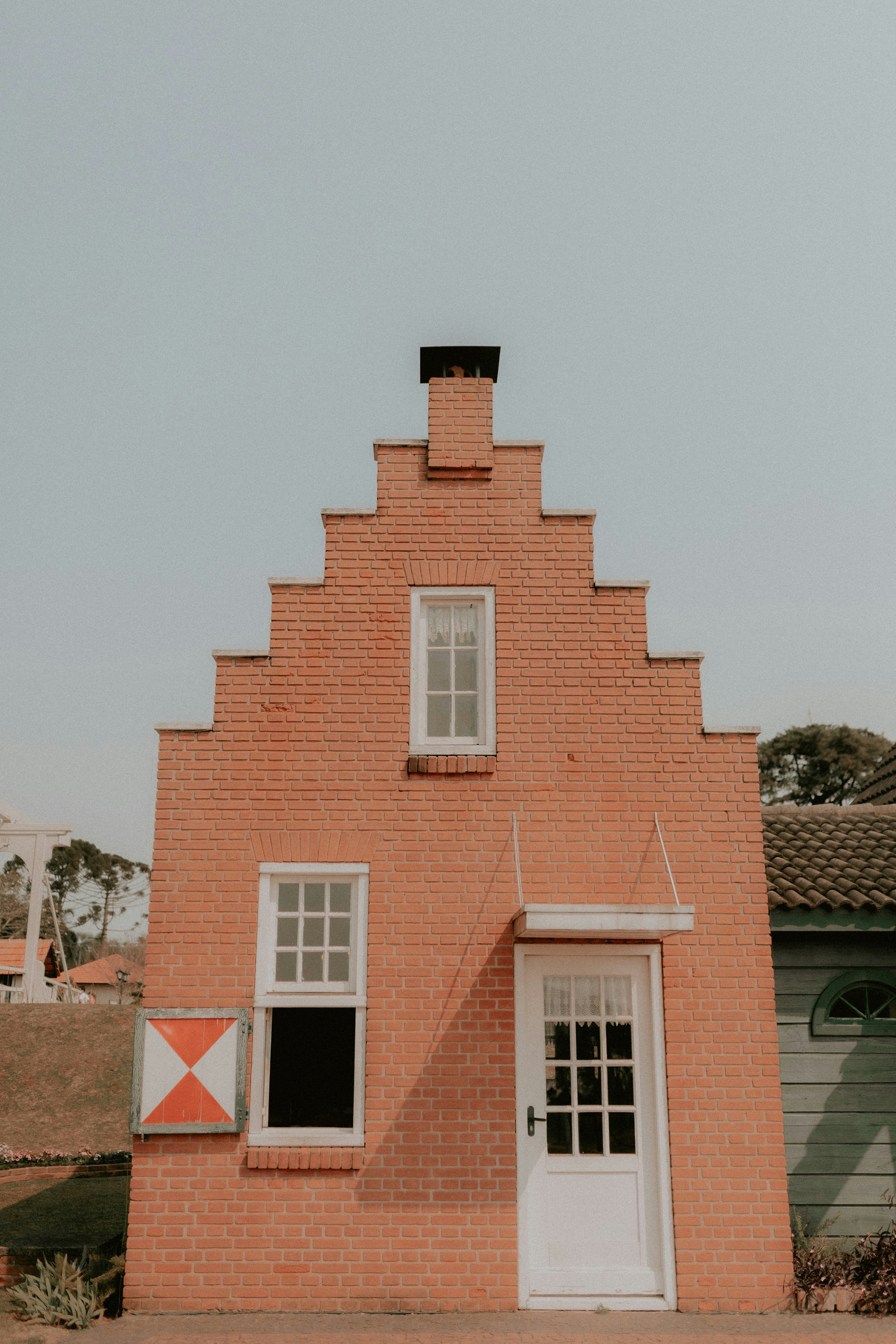 Brick Gable House in Soft Autumn Light
